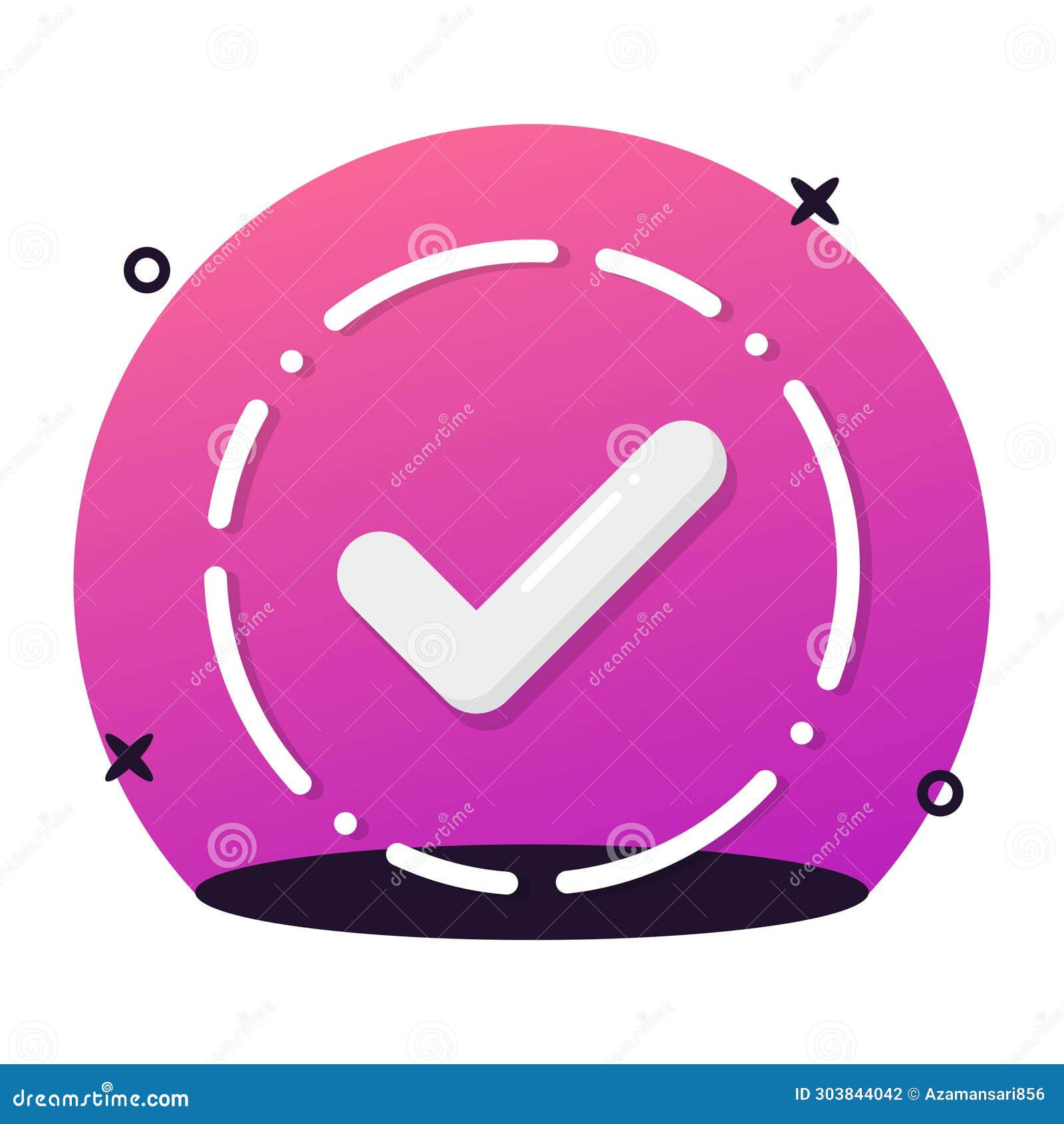 Check Mark Inside Circle Depicting Concept Flat Icon of Verified Stock ...