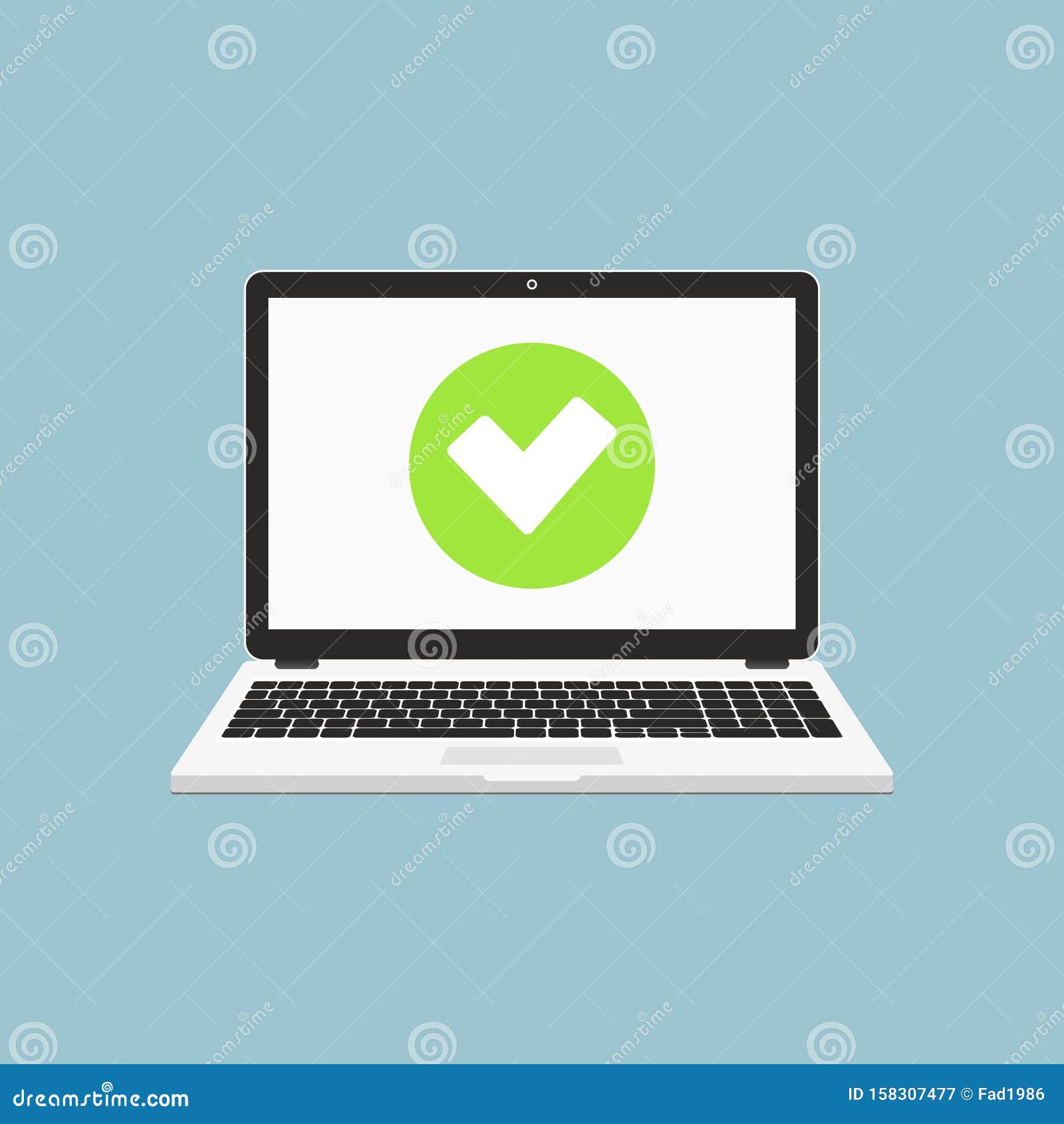 Check Mark on Laptop Screen. Accept or Approve Checkmark. Flat Design ...