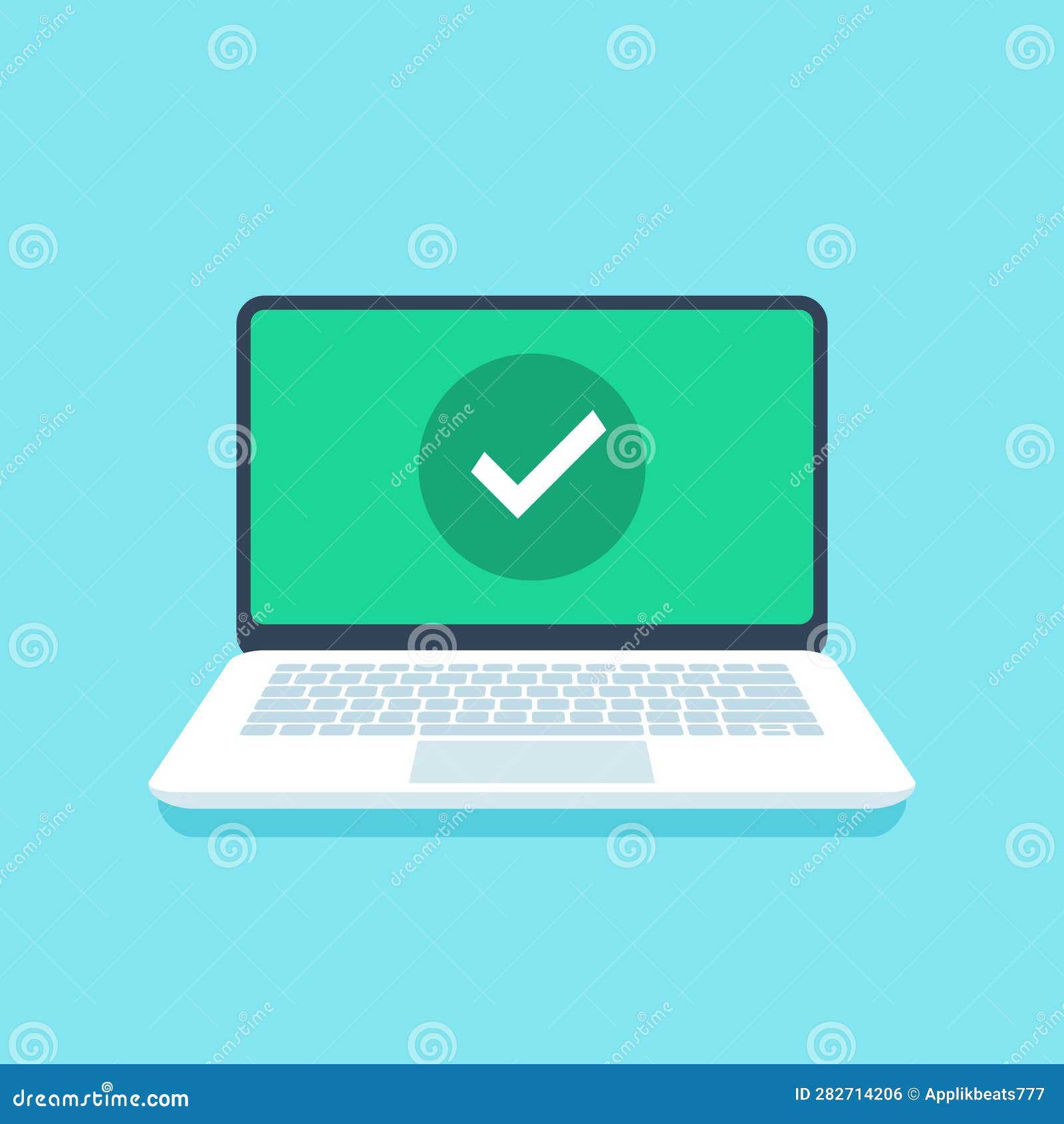 Check Mark on Laptop Screen. Success Tick Icon or Confirmation ...