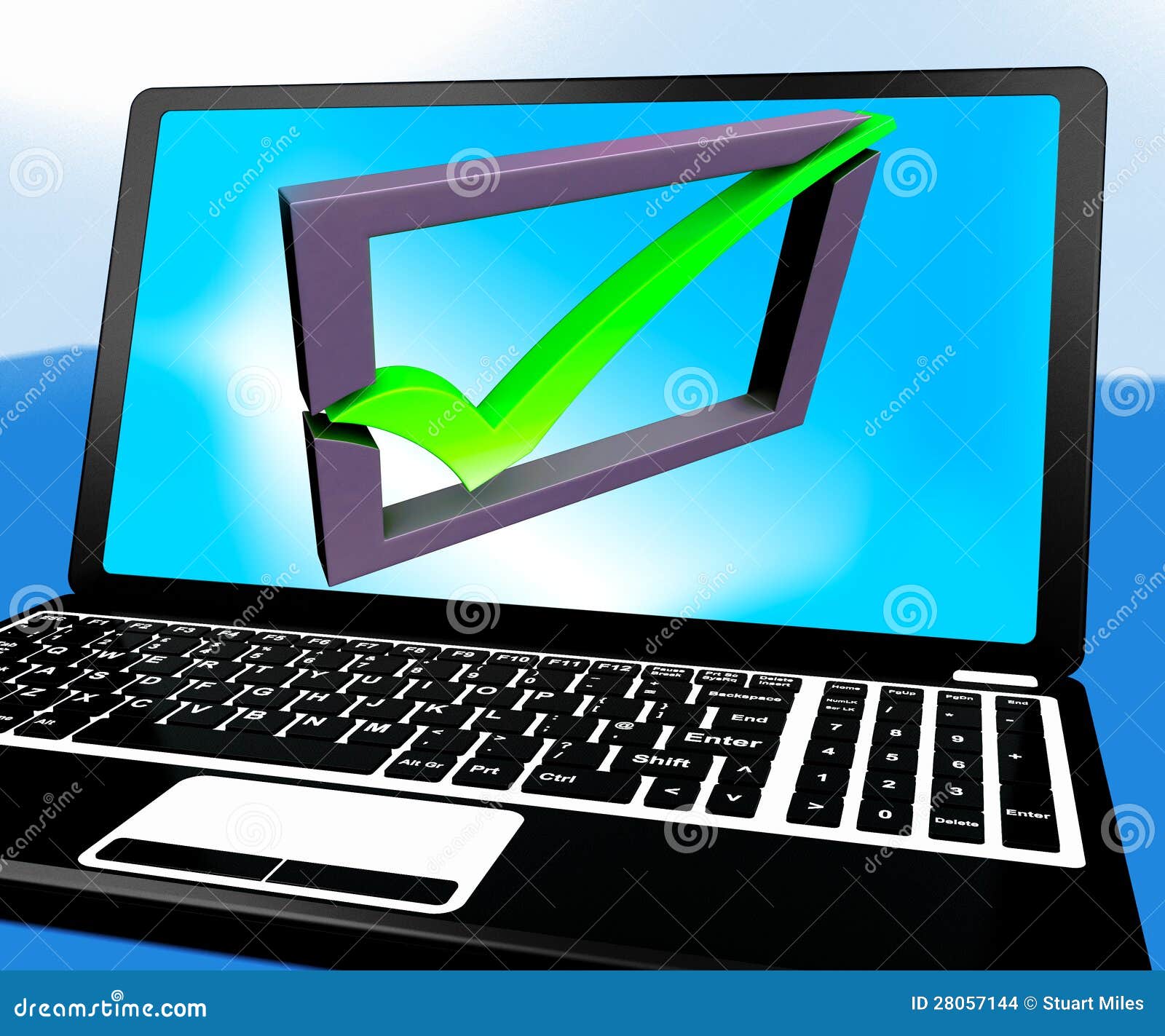 Check Mark on Laptop Showing Tasks Checking Stock Illustration ...