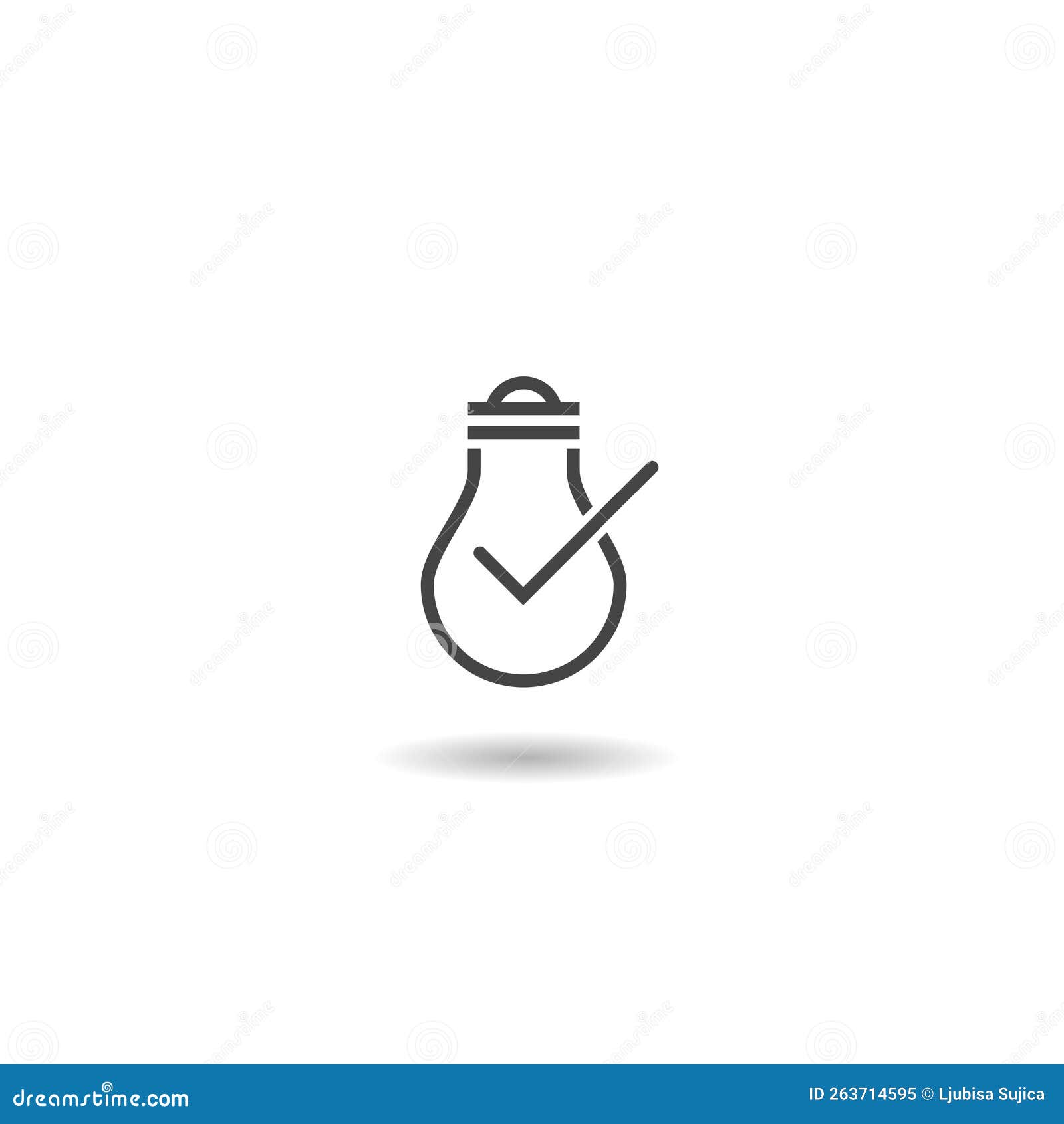 Check Mark in Light Bulb Icon with Shadow Stock Vector - Illustration ...