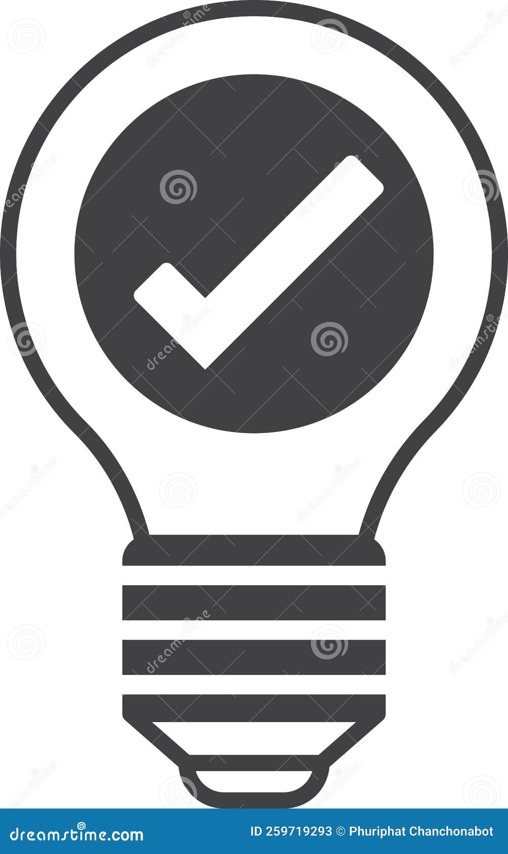Check Mark and Light Bulb Illustration in Minimal Style Stock Vector ...