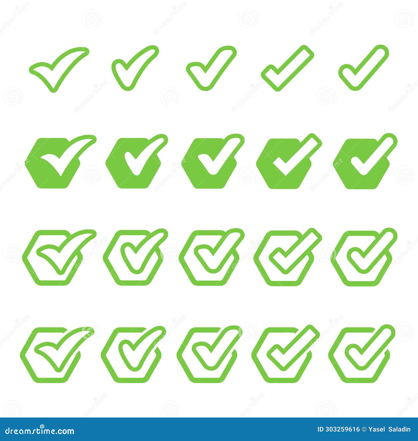 Check Mark Icon Set stock vector. Illustration of approved - 303259616