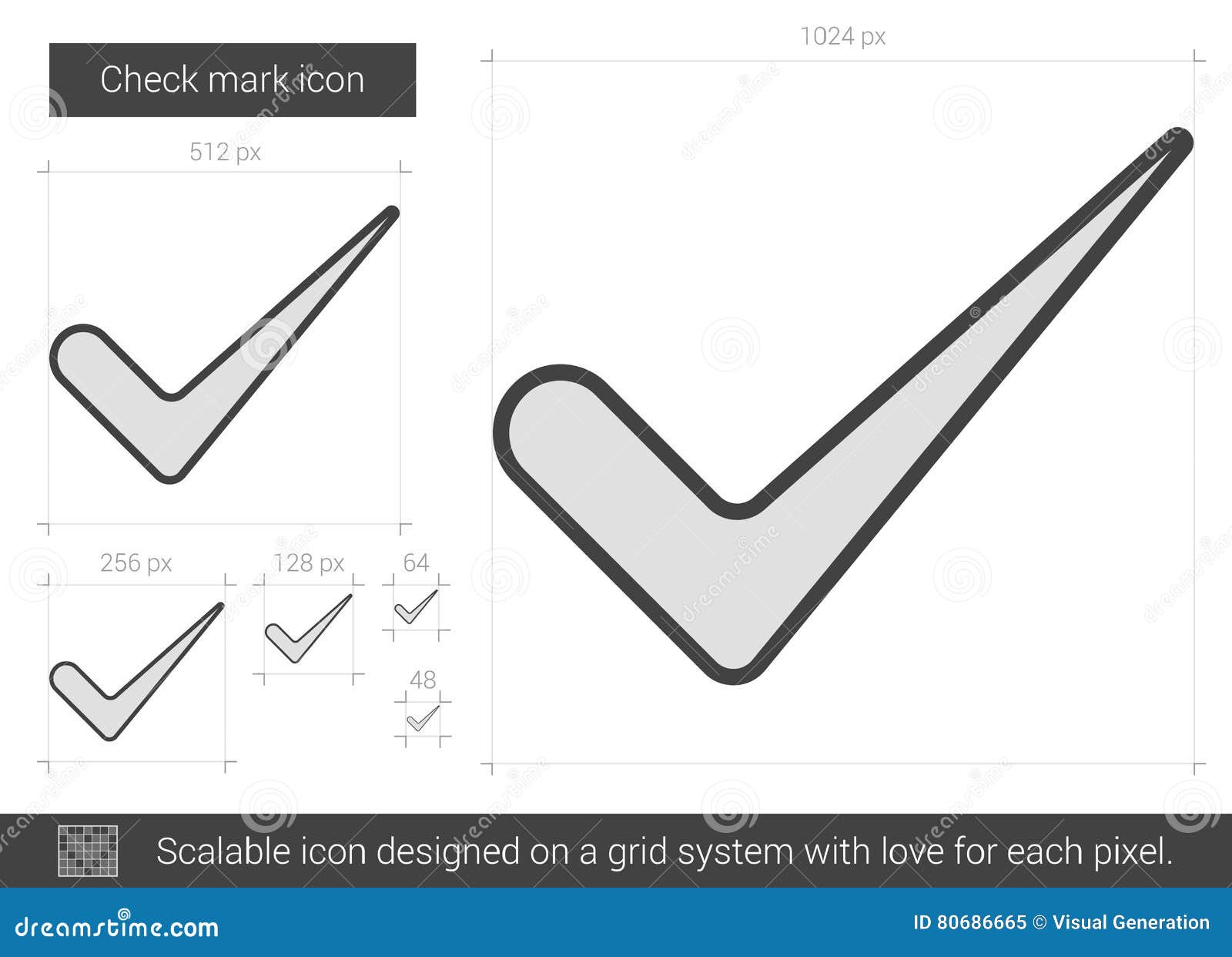 Check mark line icon. stock vector. Illustration of element - 80686665