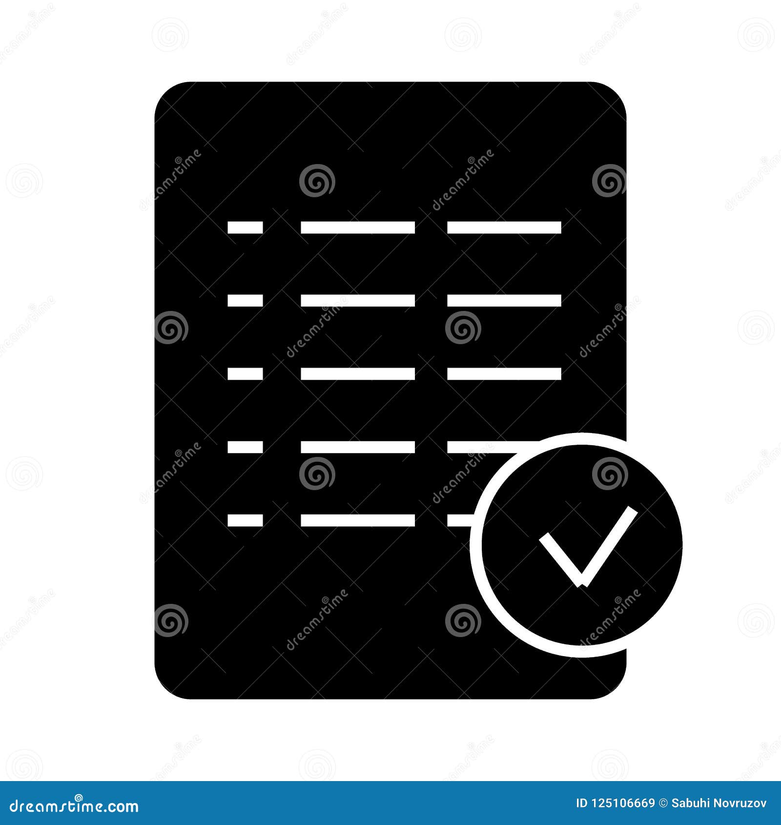 Check Mark List Solid Icon. Checklist Vector Illustration Isolated on ...