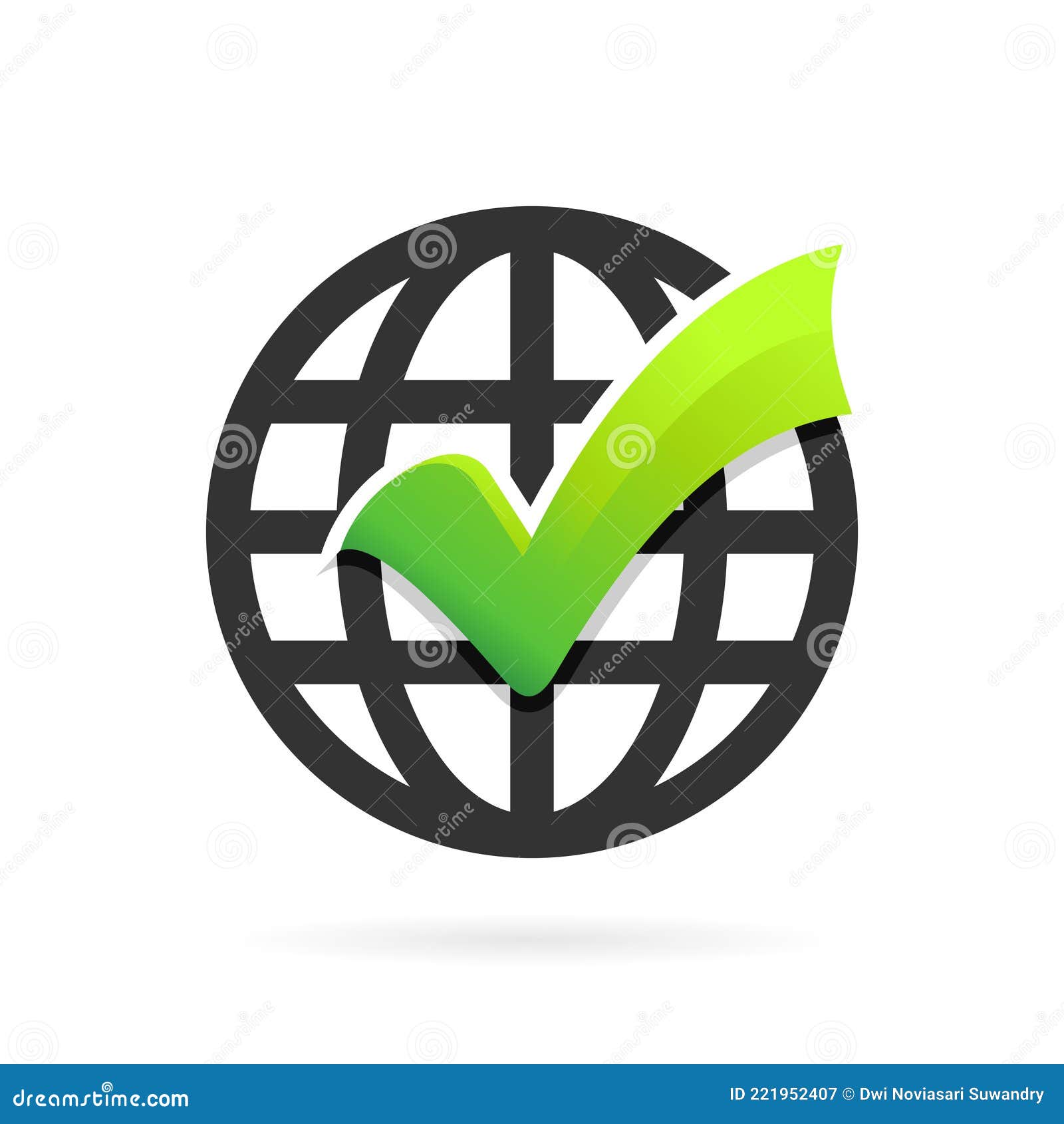 Check Mark Logo with World Symbol Stock Vector - Illustration of black ...