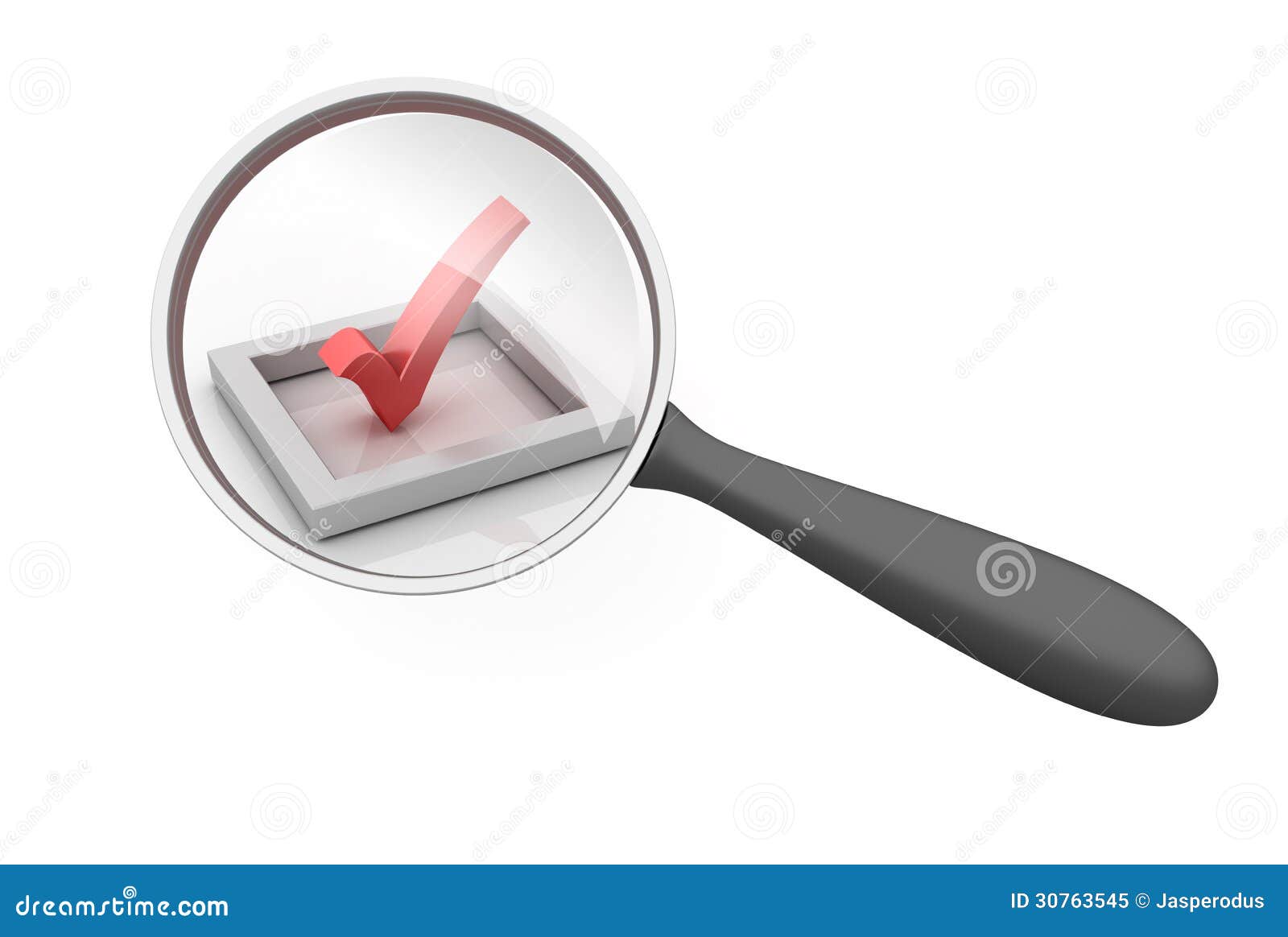 Check Mark with Loupe stock illustration. Illustration of eyesight ...