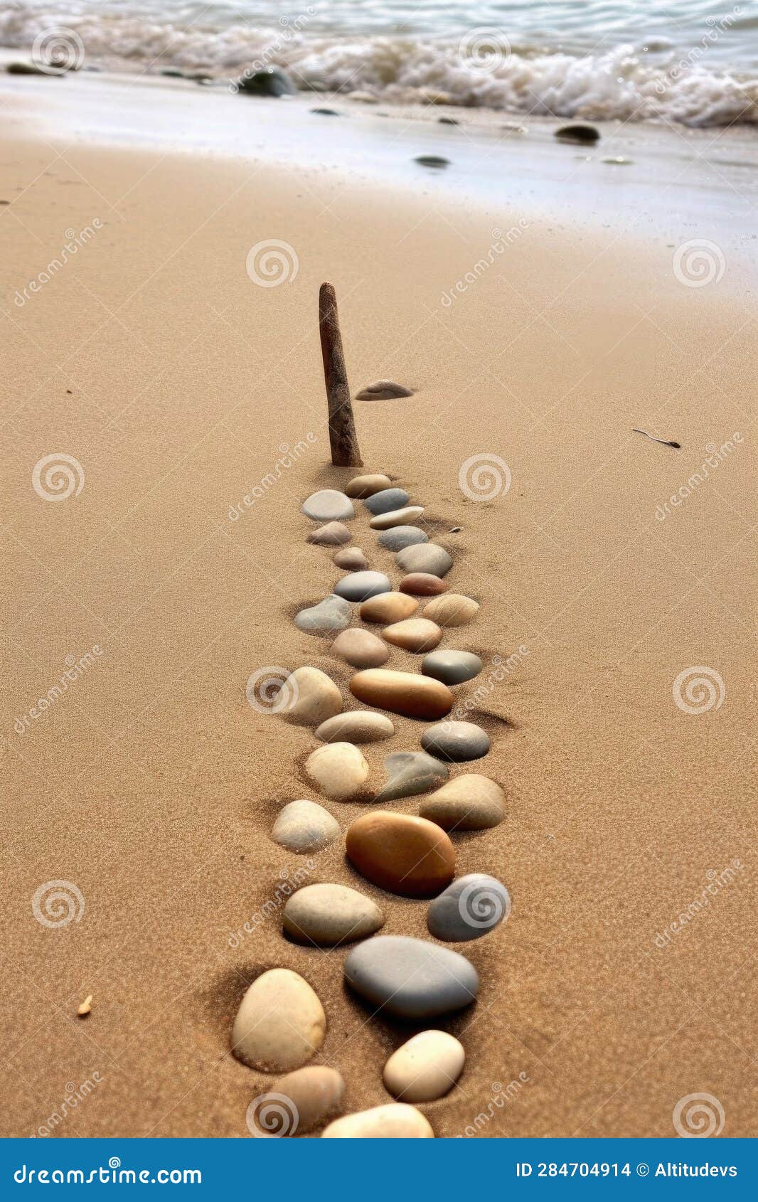Check Mark Made with Pebbles on the Beach Stock Illustration ...