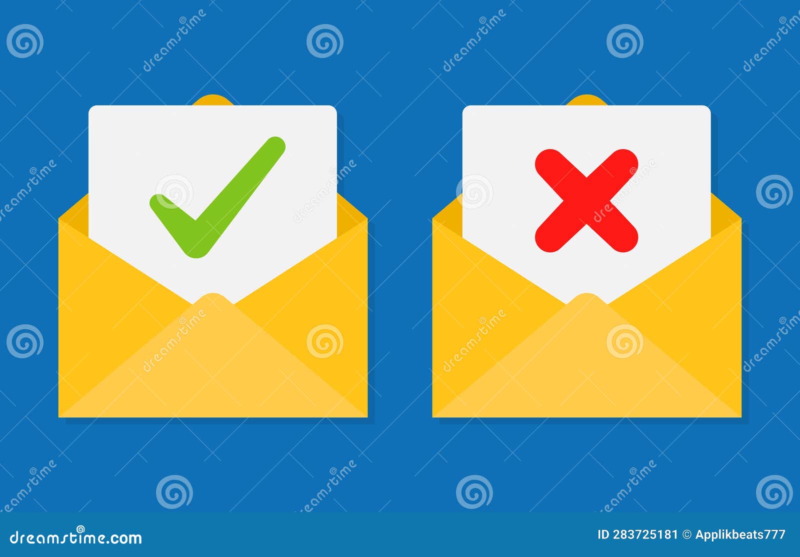Check Mark in Mail Envelope. Confirm and Rejection Email Stock Vector ...