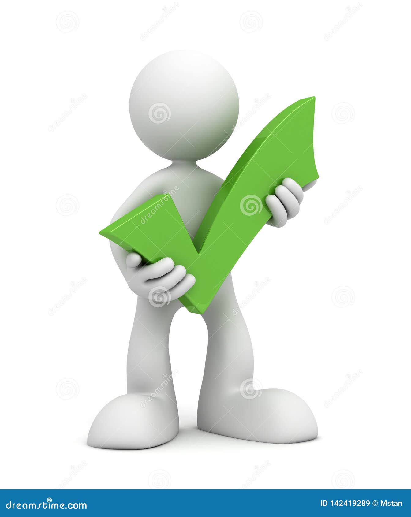 Check Mark and Man Concept 3d Illustration Stock Illustration ...