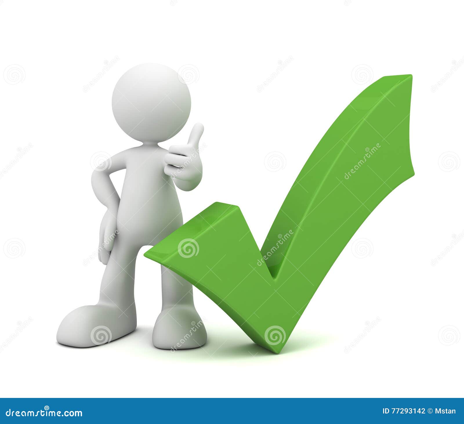 Check Mark and Man Concept 3d Illustration Stock Illustration ...