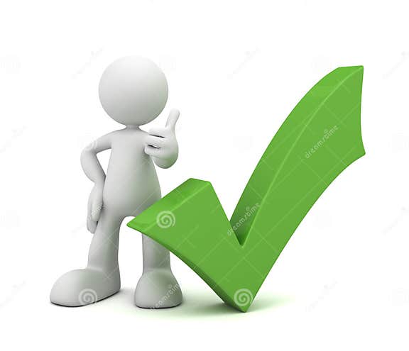 Check Mark and Man Concept 3d Illustration Stock Illustration ...