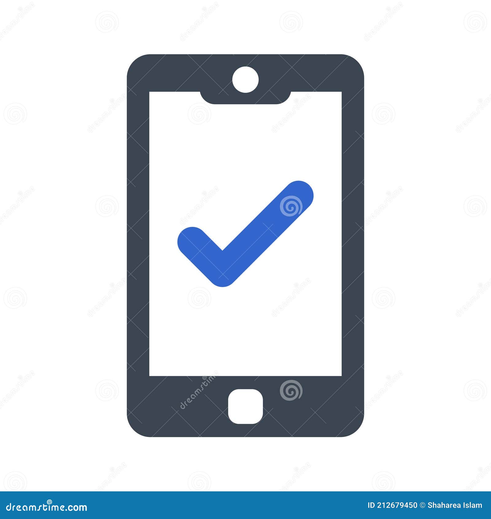 Check mark on mobile icon stock vector. Illustration of icon - 212679450