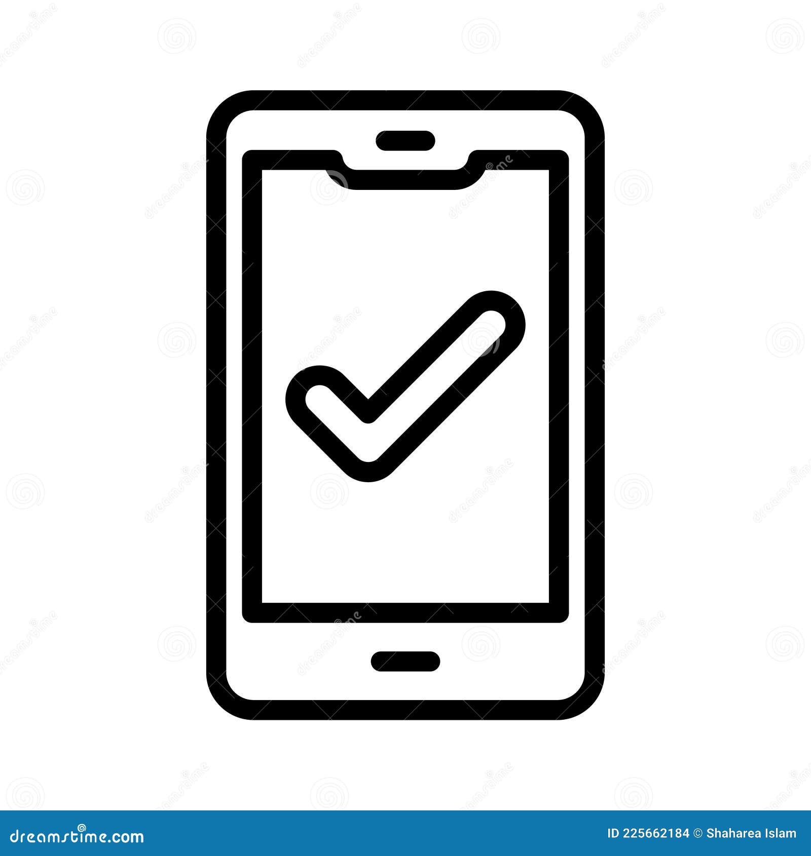 Check mark on mobile icon stock vector. Illustration of mark - 225662184
