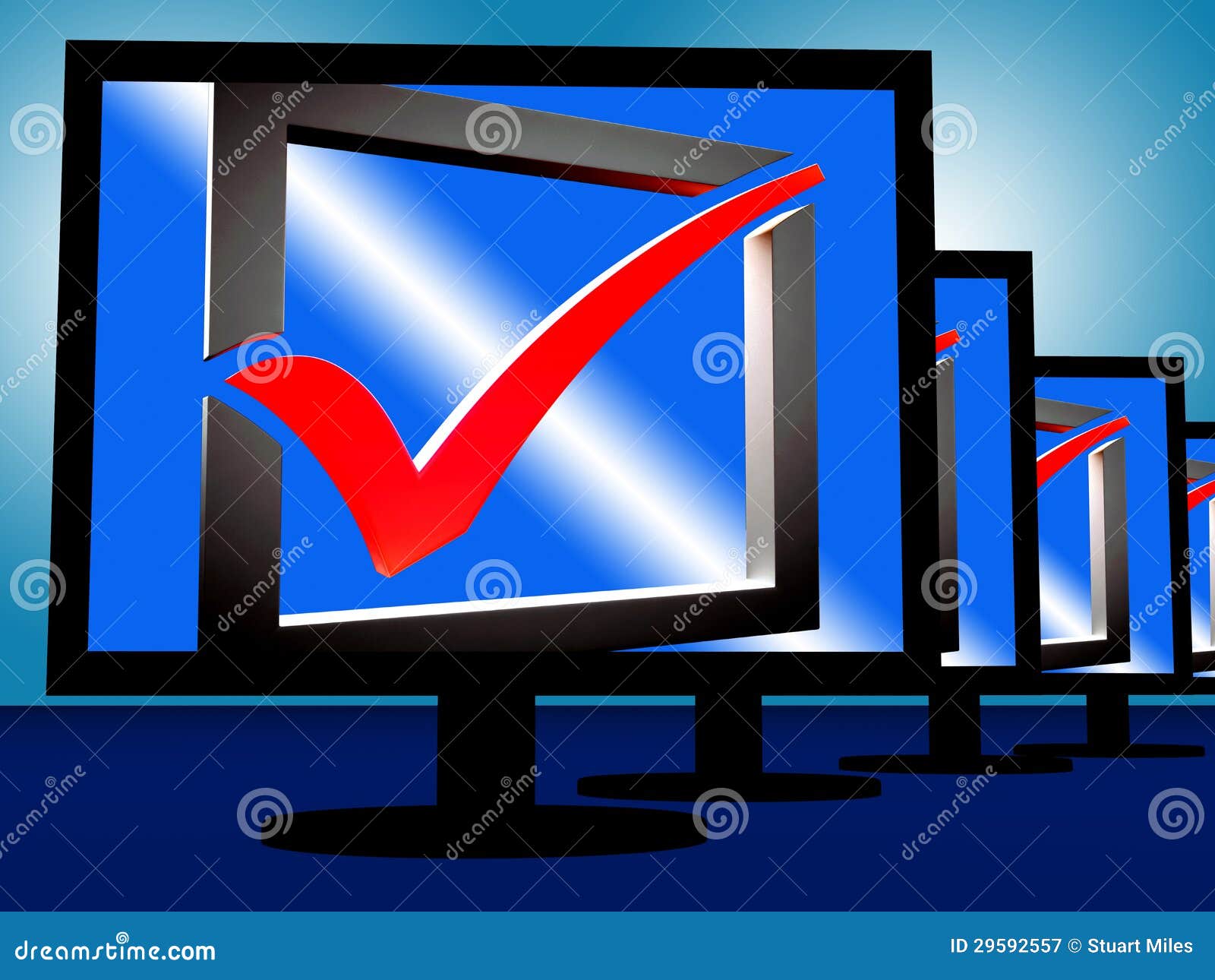 Check Mark on Monitors Showing Approved Stock Illustration ...