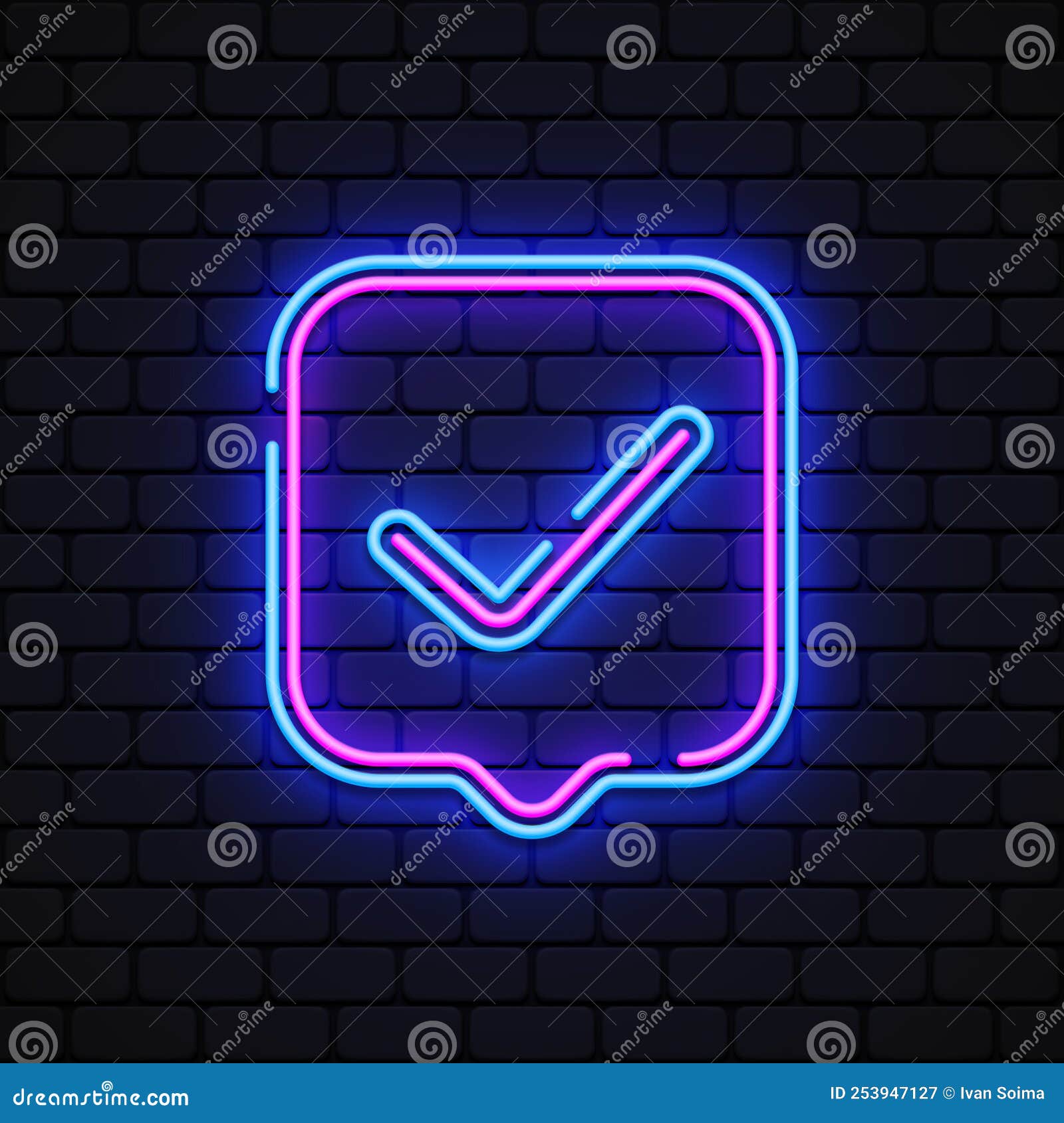 Check Mark Neon Sign, Great Design for Any Purposes. Template with ...
