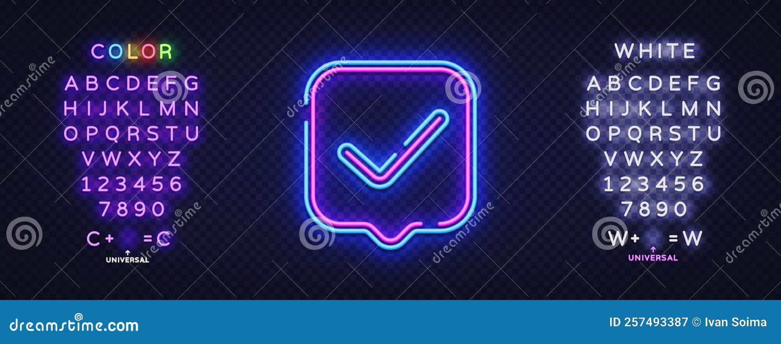 Check Mark Neon Sign, Great Design for Any Purposes. Template with ...
