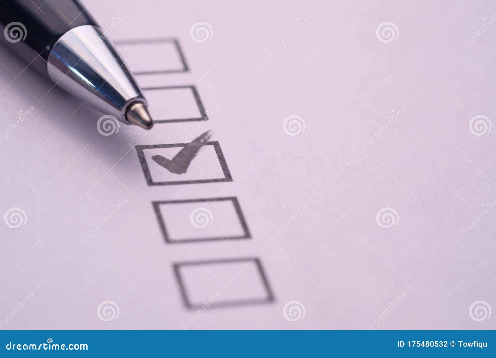 Check Mark on Paper with Black Pen Stock Photo - Image of choice ...