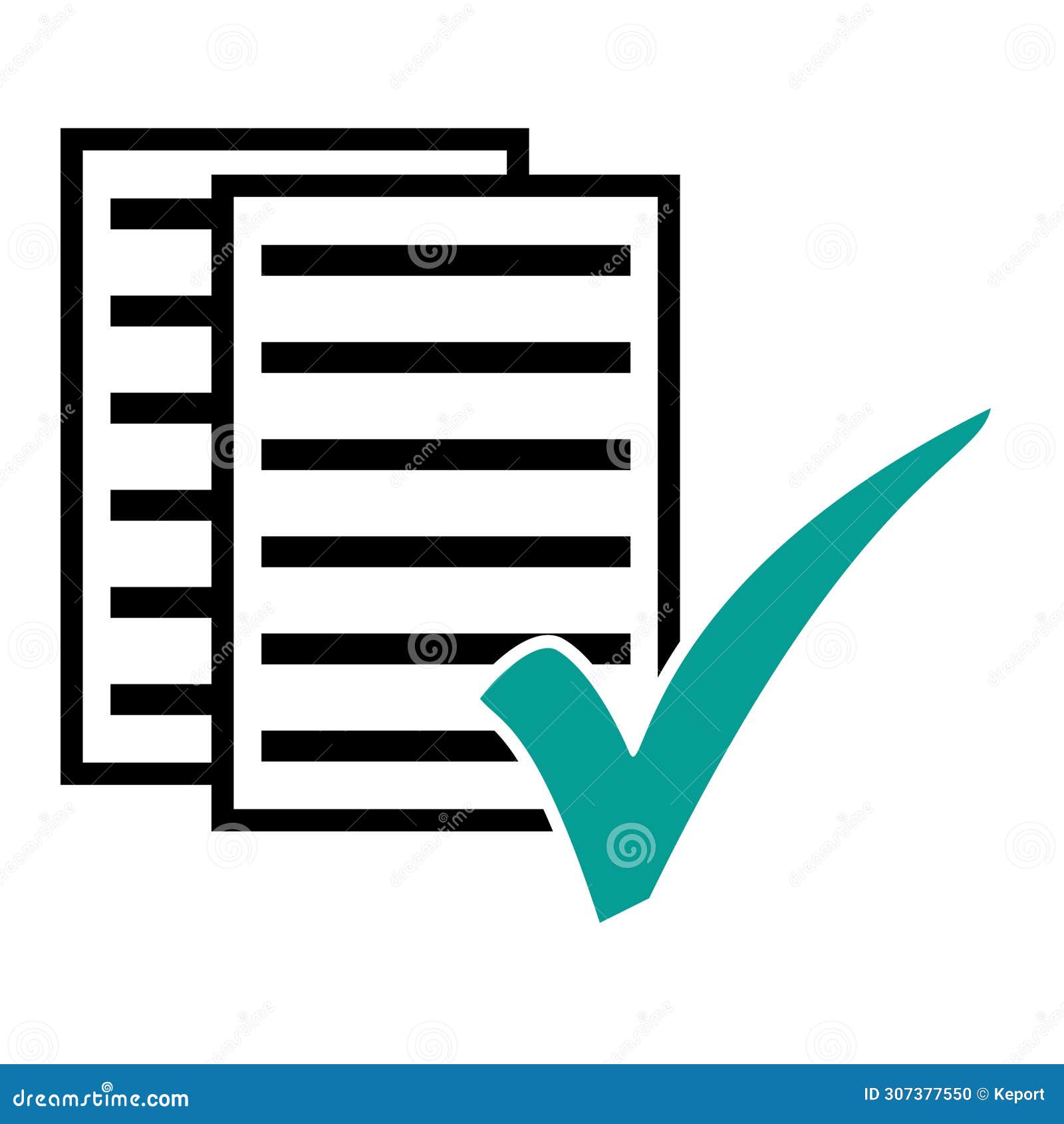 Check Mark and Papers - Documents Checked Icon Stock Illustration ...