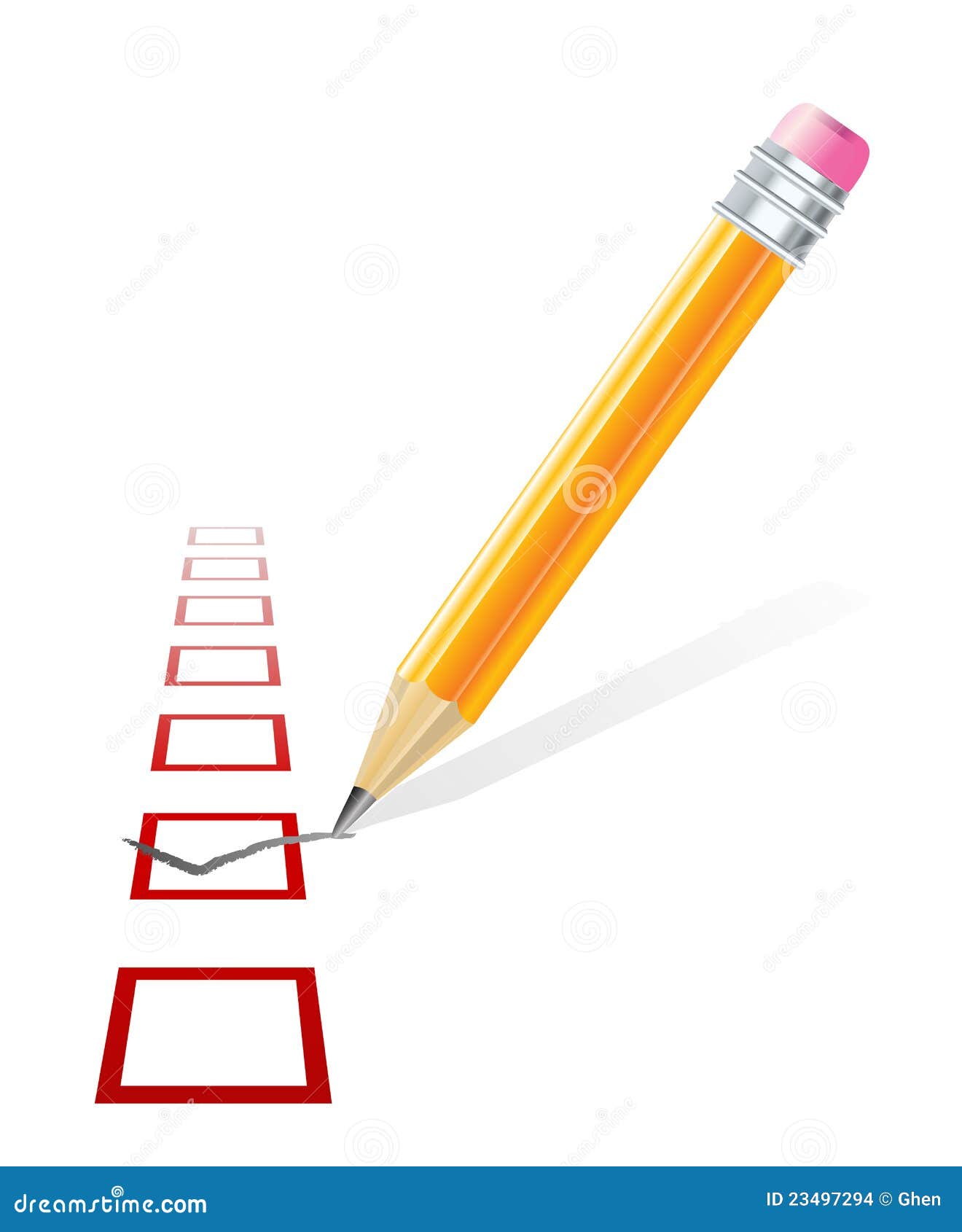 Check mark and pencil stock vector. Illustration of design - 23497294