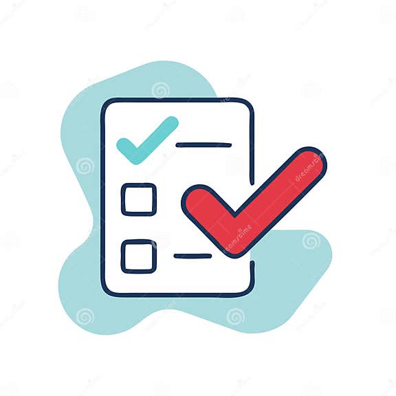 A Check Mark is on a Piece of Paper with a Red and Blue Check Mark ...