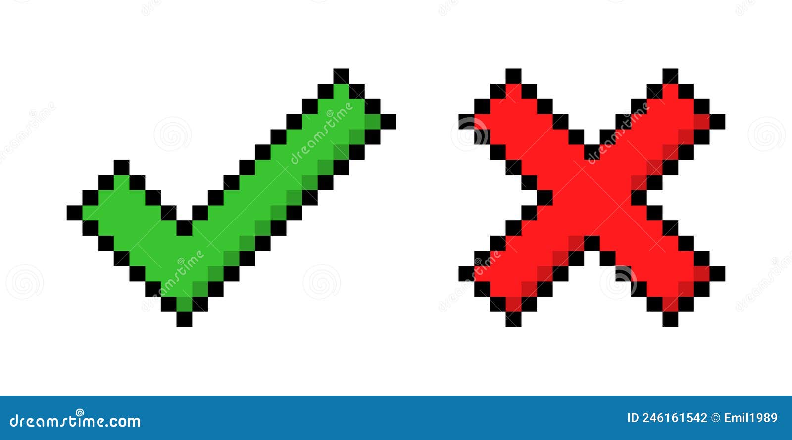 Check Mark Pixel Icon Set. Vector Stock Vector - Illustration of label ...