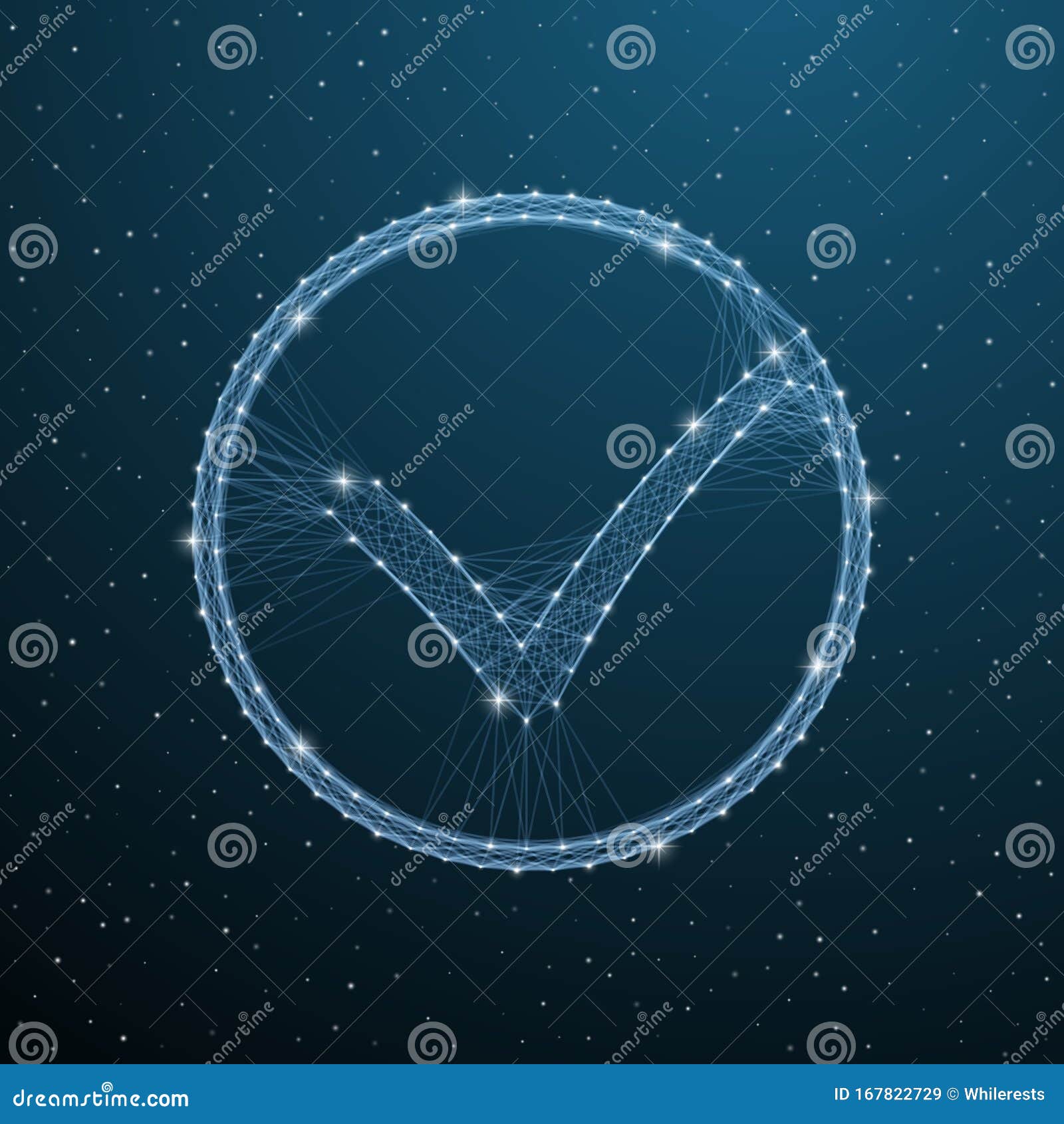 Check Mark Polygonal Icon. Low Poly Checkmark on Blue Background ...