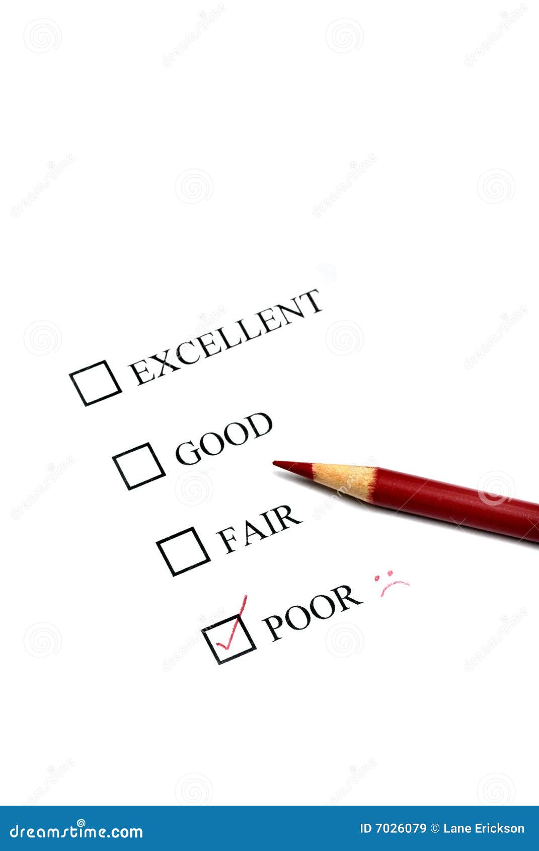 Check Mark for Poor Service Stock Image - Image of succeed, fair: 7026079