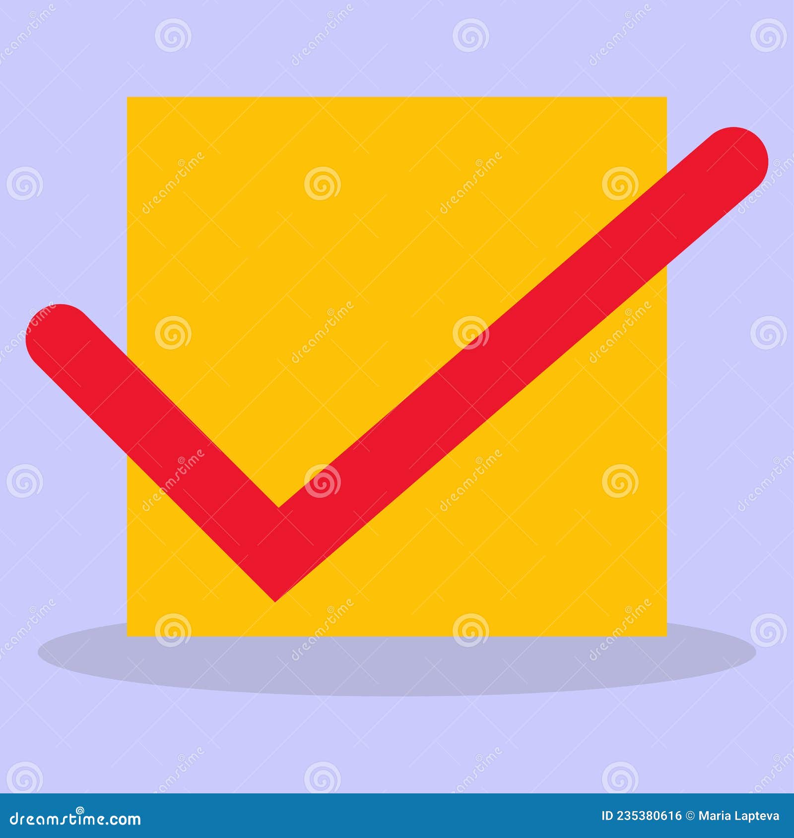 Check Mark. a Red Checkmark in a Yellow Square Stock Vector ...