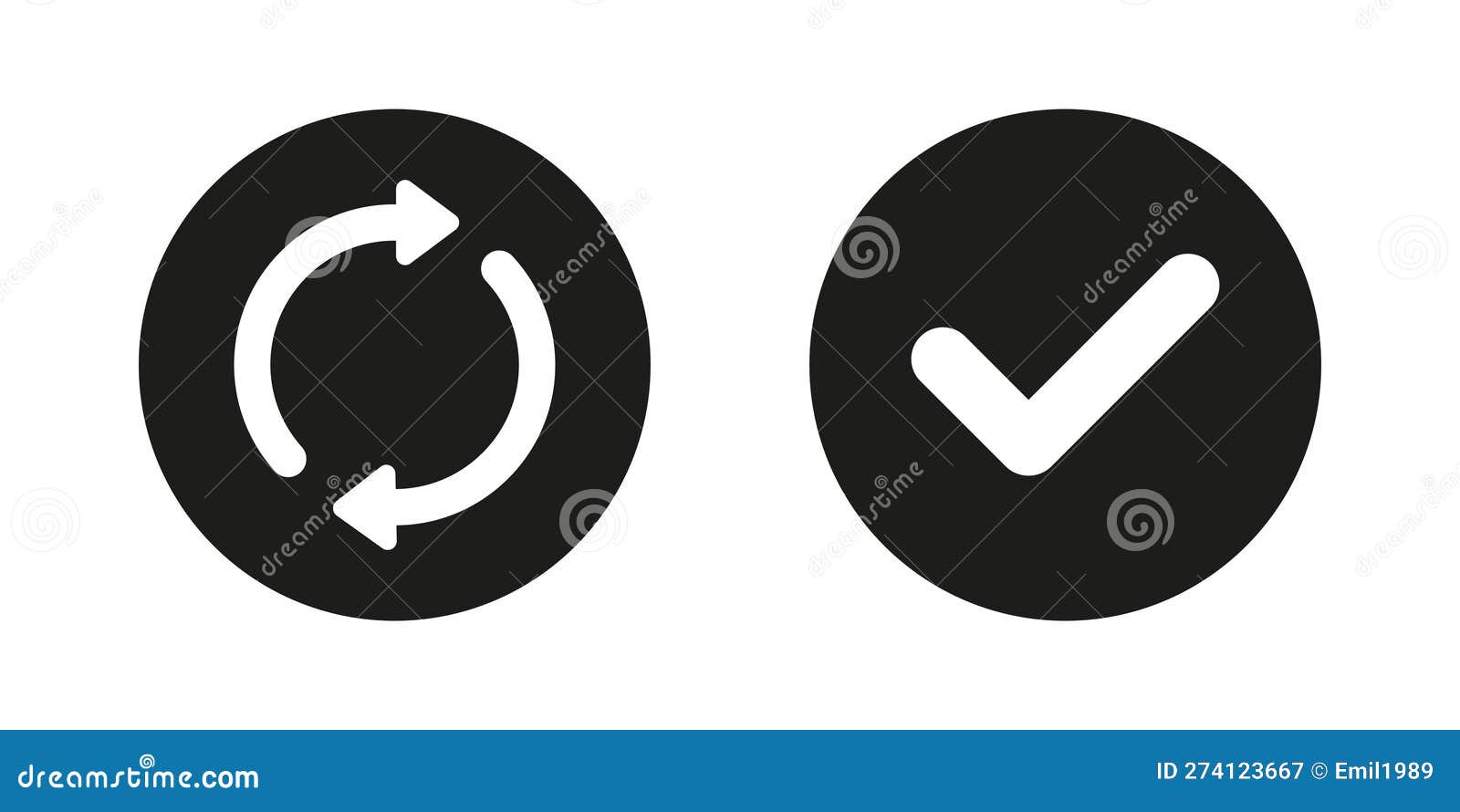 Check Mark Refresh and Cancel Icons Stock Illustration - Illustration ...