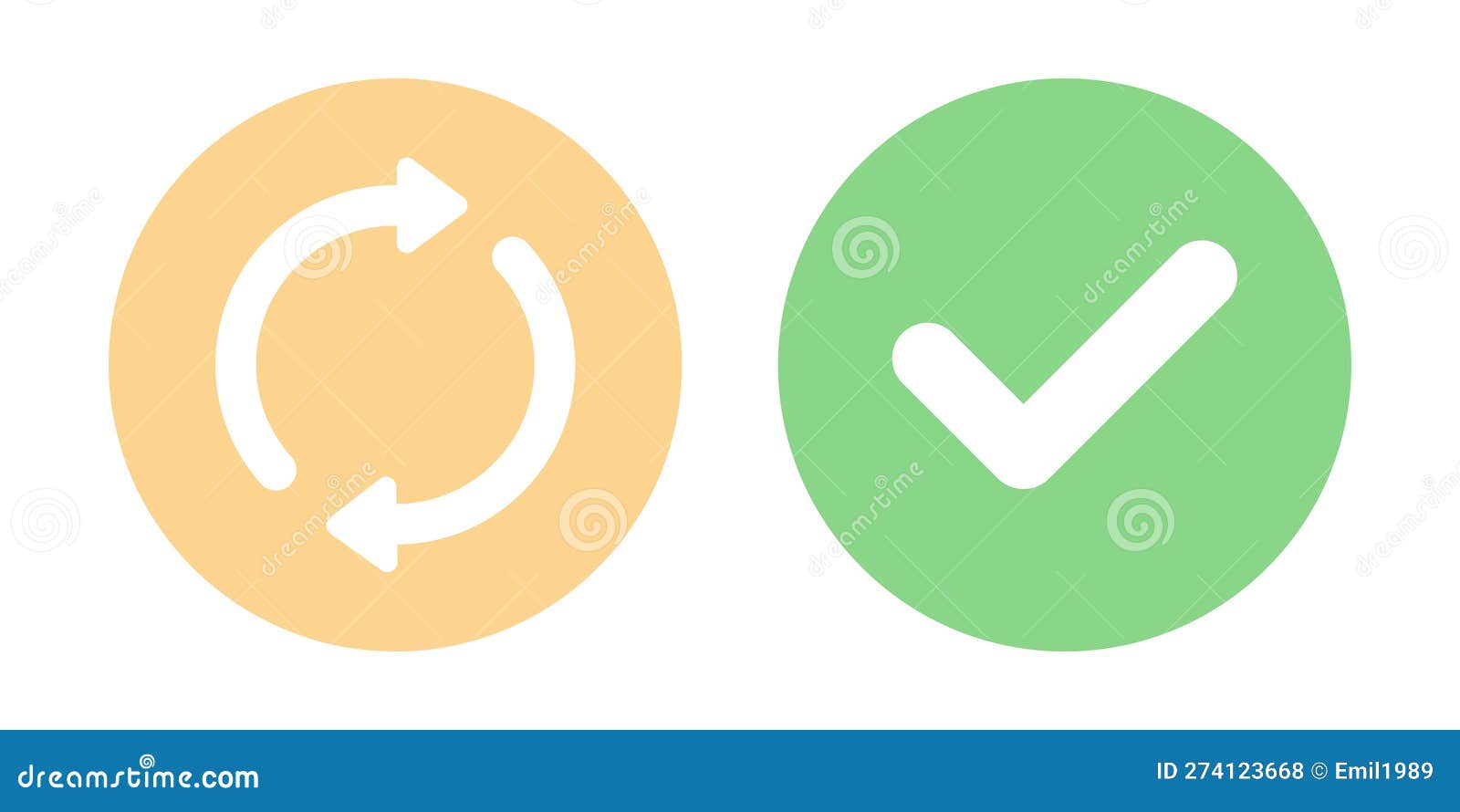 Check Mark Refresh and Cancel Icons Stock Illustration - Illustration ...