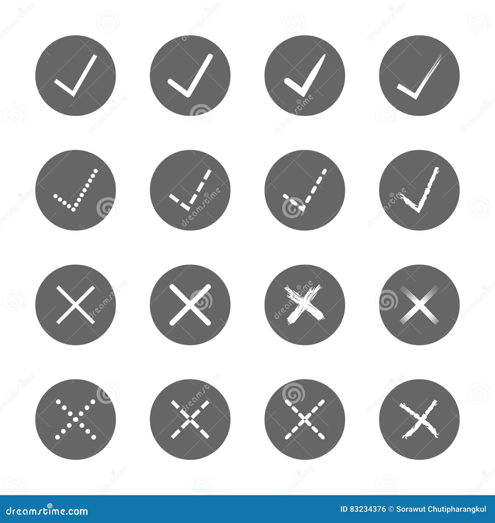 Check Mark Right and Wrong Icons Set Stock Vector - Illustration of ...