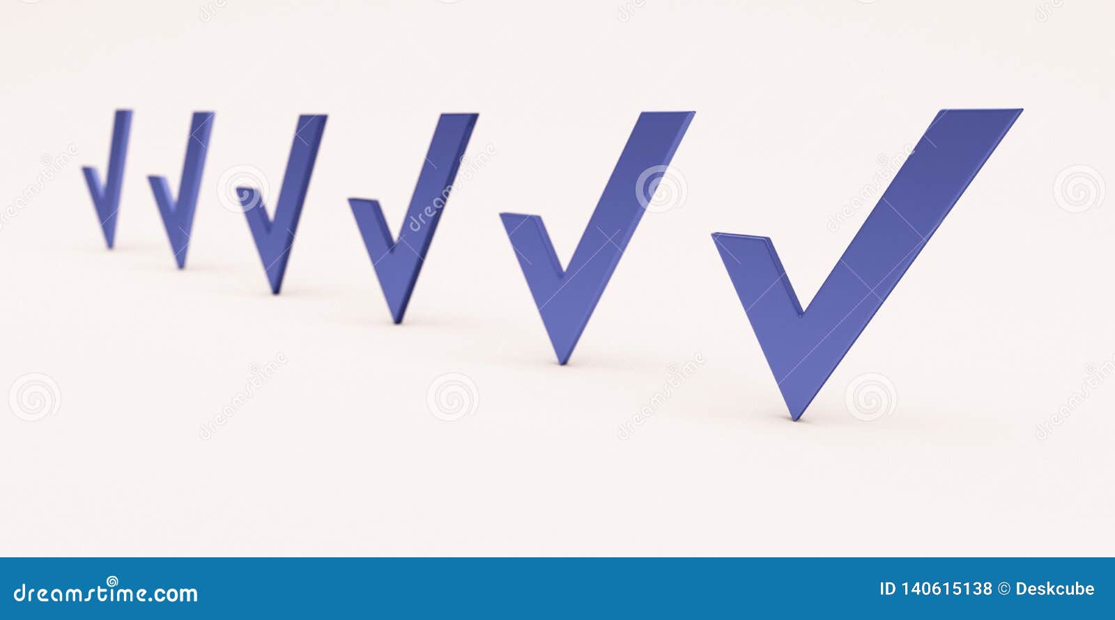 Check Mark Row. 3D Render Illustration Stock Illustration ...