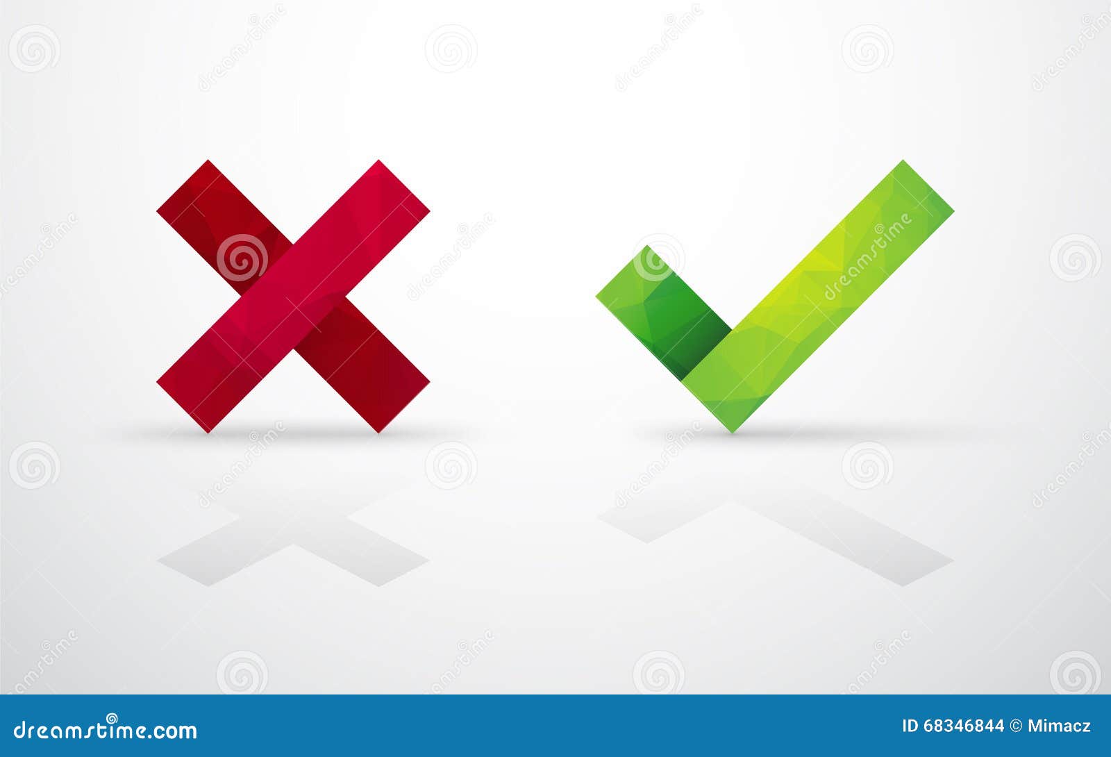 Check and X Mark with Shadow Stock Vector - Illustration of question ...