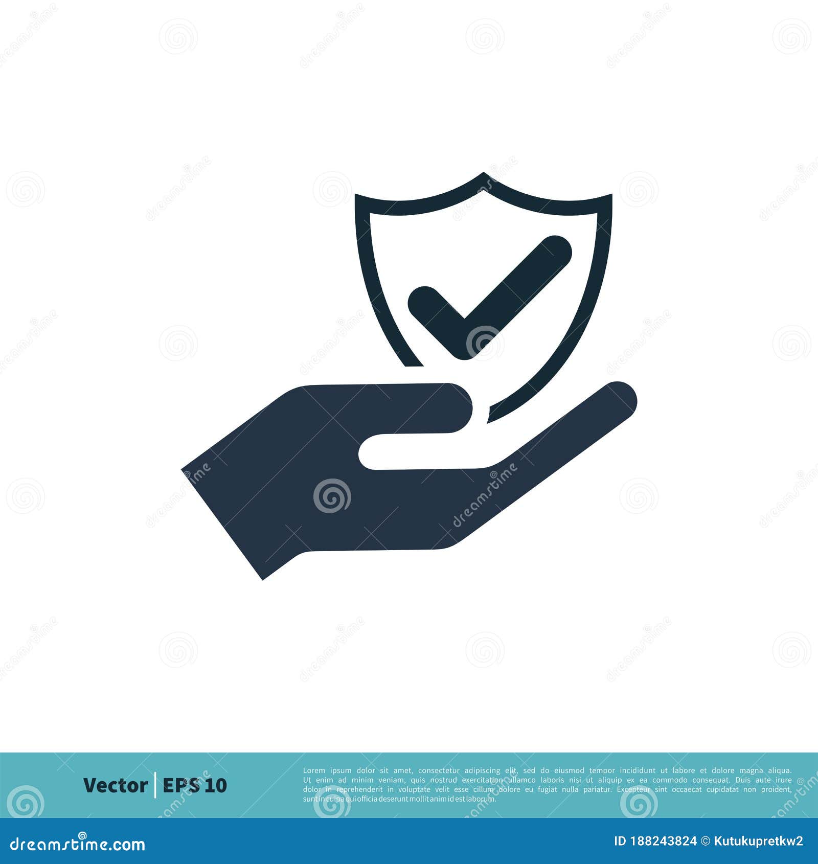 Check Mark Shield and Hand Icon Vector Logo Template Illustration ...