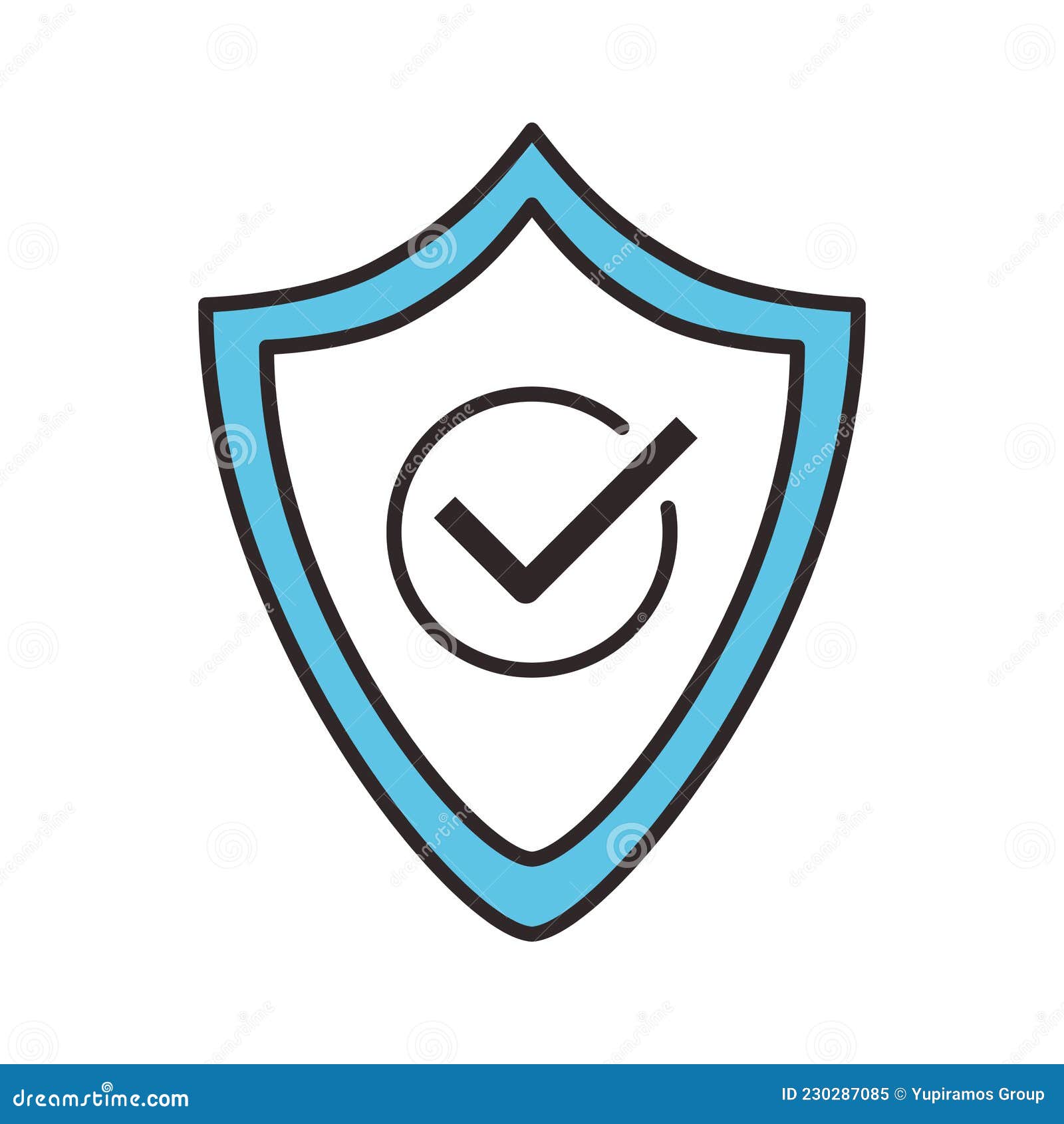 Check mark in shield stock vector. Illustration of mark - 230287085