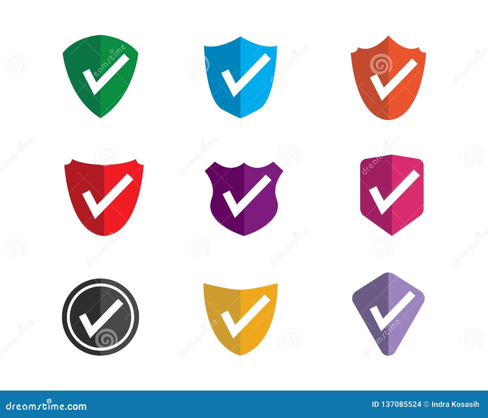 Check Mark with Shield Icon Symbol Template Stock Vector - Illustration ...