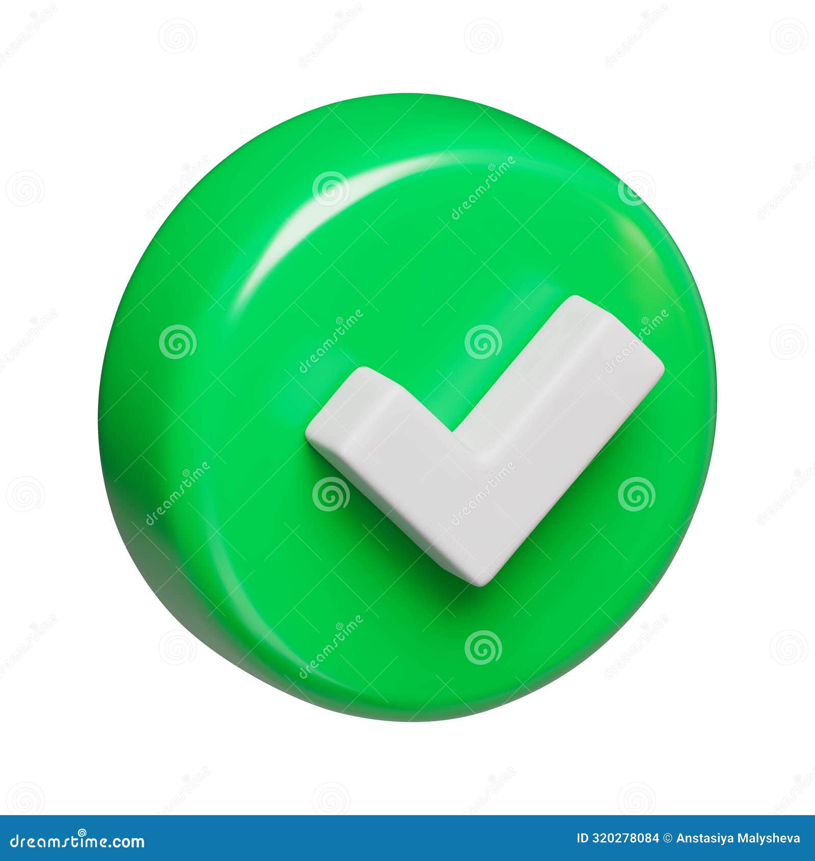 Check Mark Sign, Green Round Shaped Button 3D Realistic Stock Vector ...