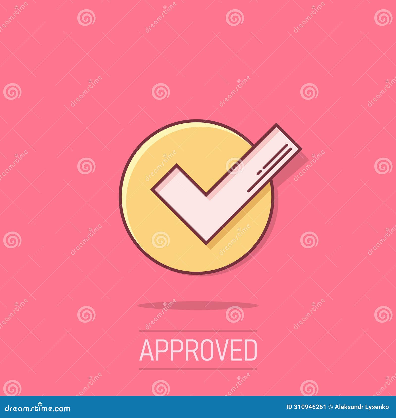 Check Mark Sign Icon in Comic Style. Confirm Button Cartoon Vector ...