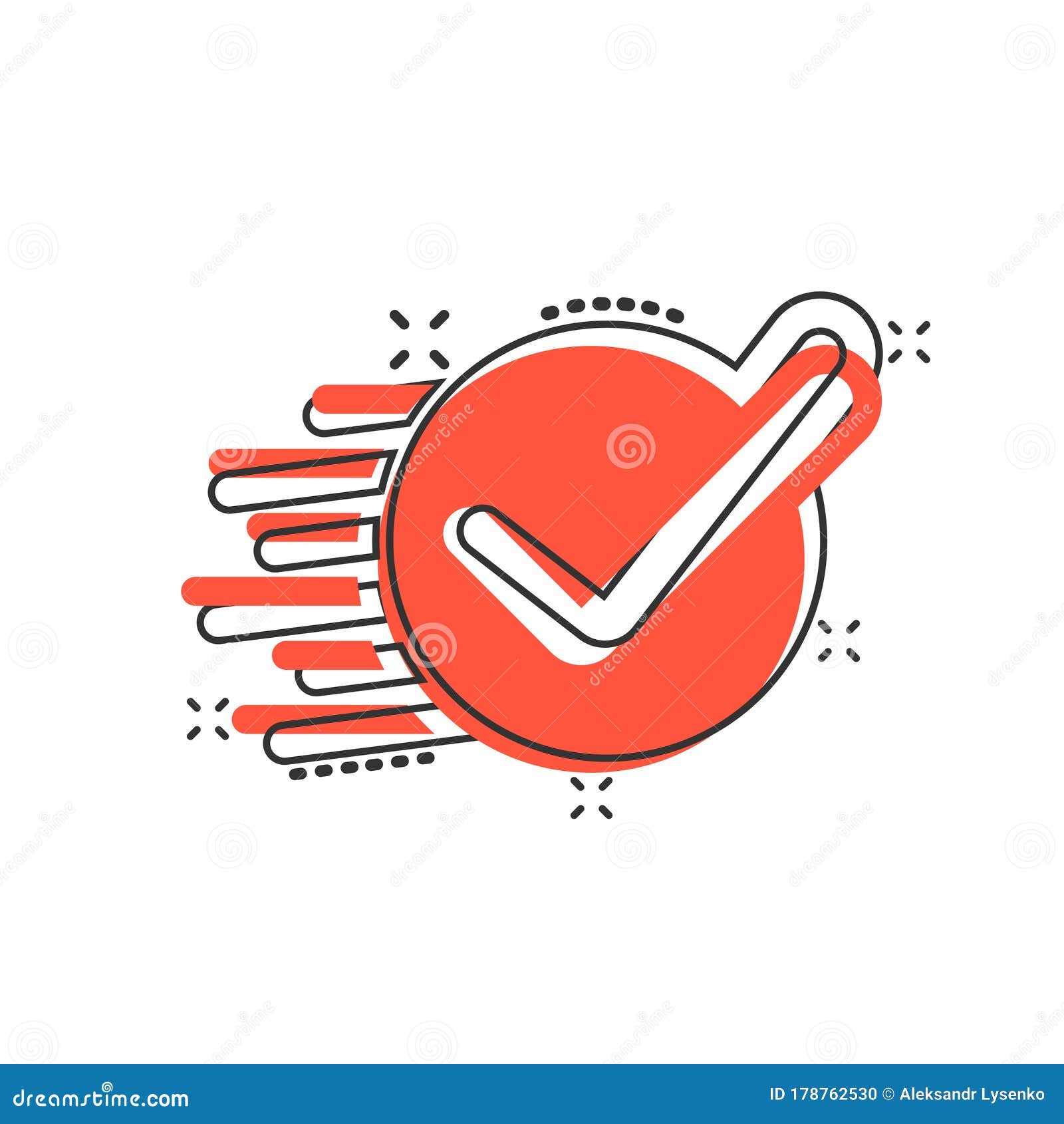 Check Mark Sign Icon in Comic Style. Confirm Button Cartoon Vector ...
