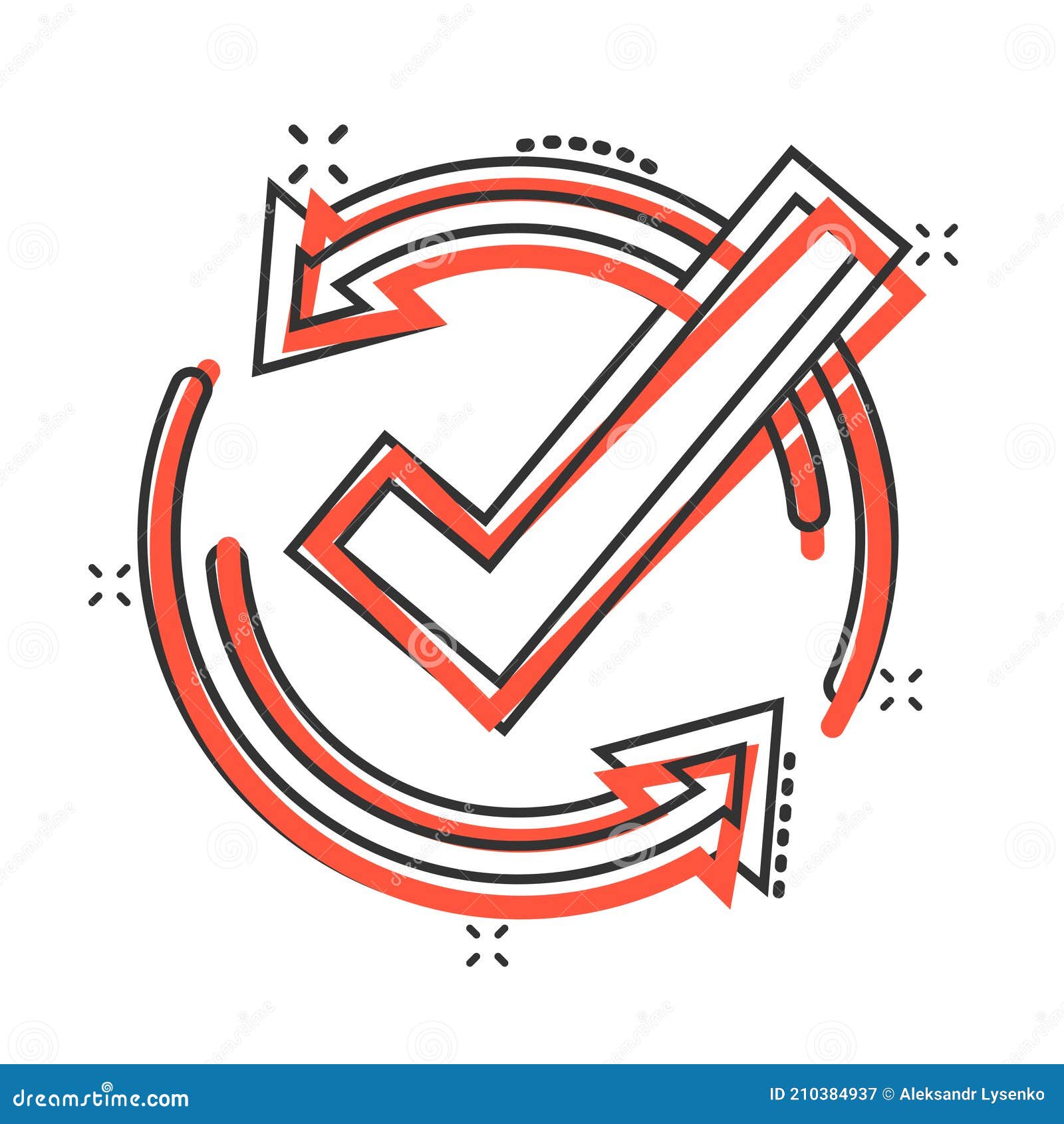 Check Mark Sign Icon in Comic Style. Confirm Button Cartoon Vector ...
