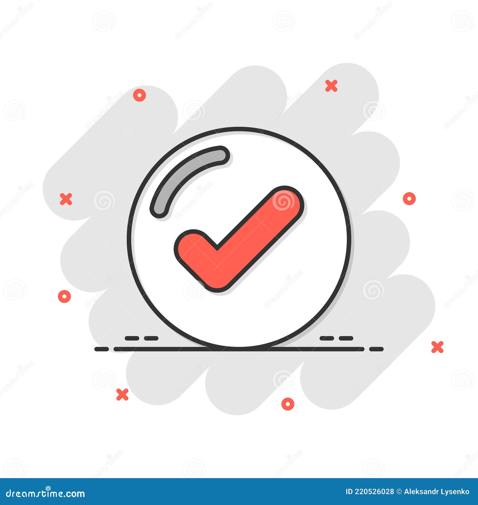 Check Mark Sign Icon in Comic Style. Confirm Button Cartoon Vector ...