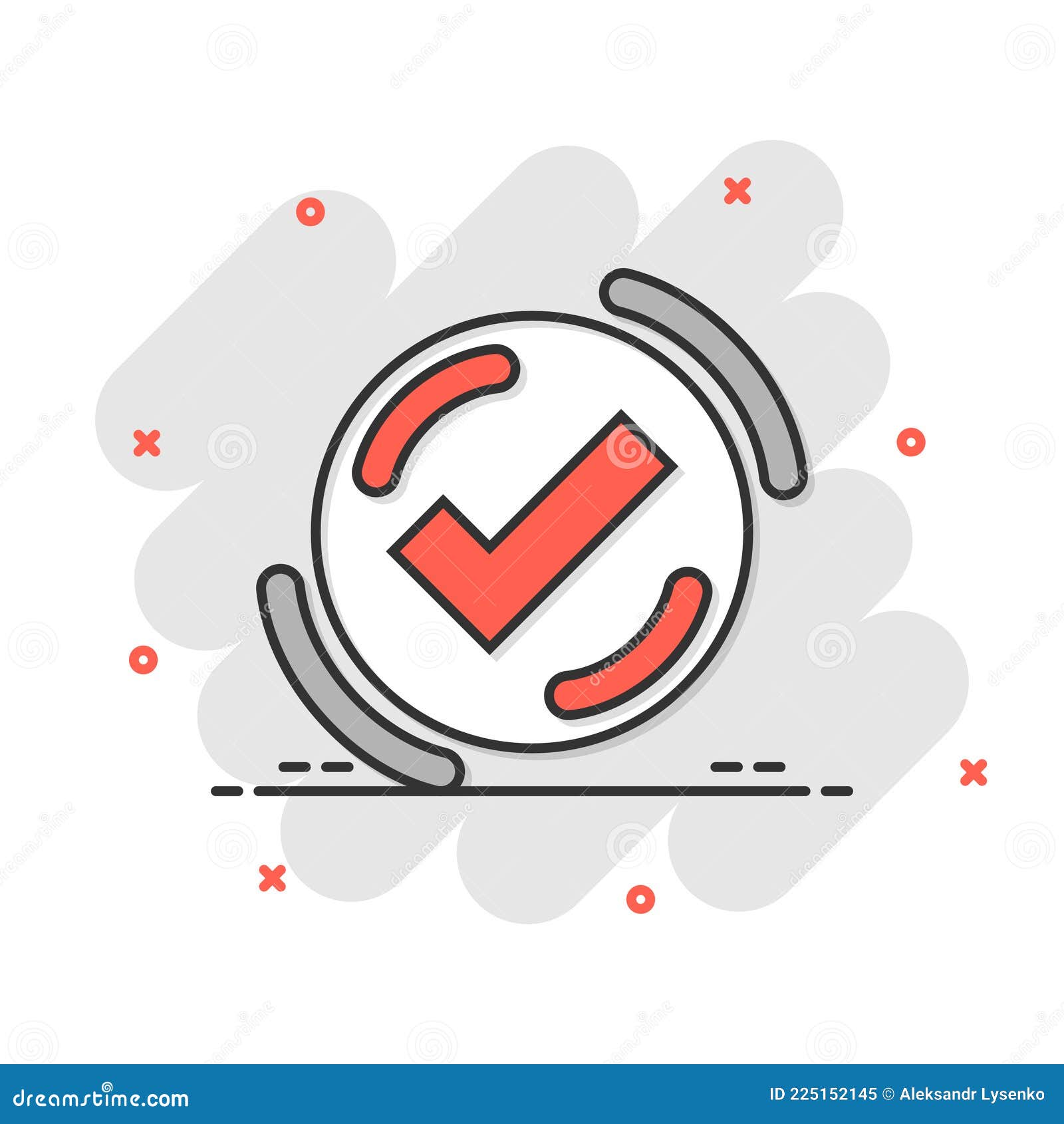 Check Mark Sign Icon in Comic Style. Confirm Button Cartoon Vector ...