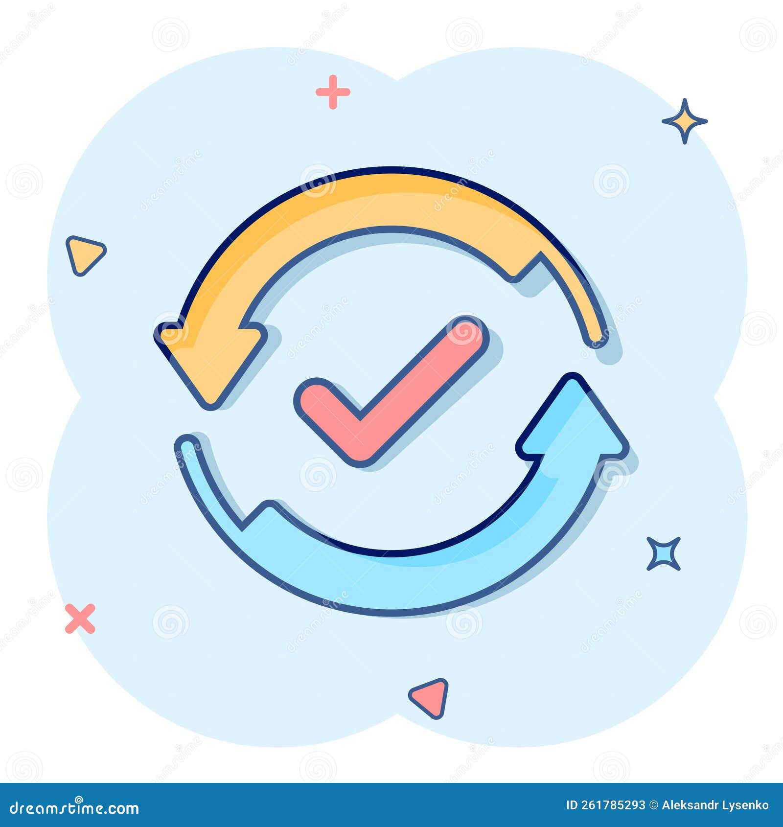 Check Mark Sign Icon in Comic Style. Confirm Button Cartoon Vector ...