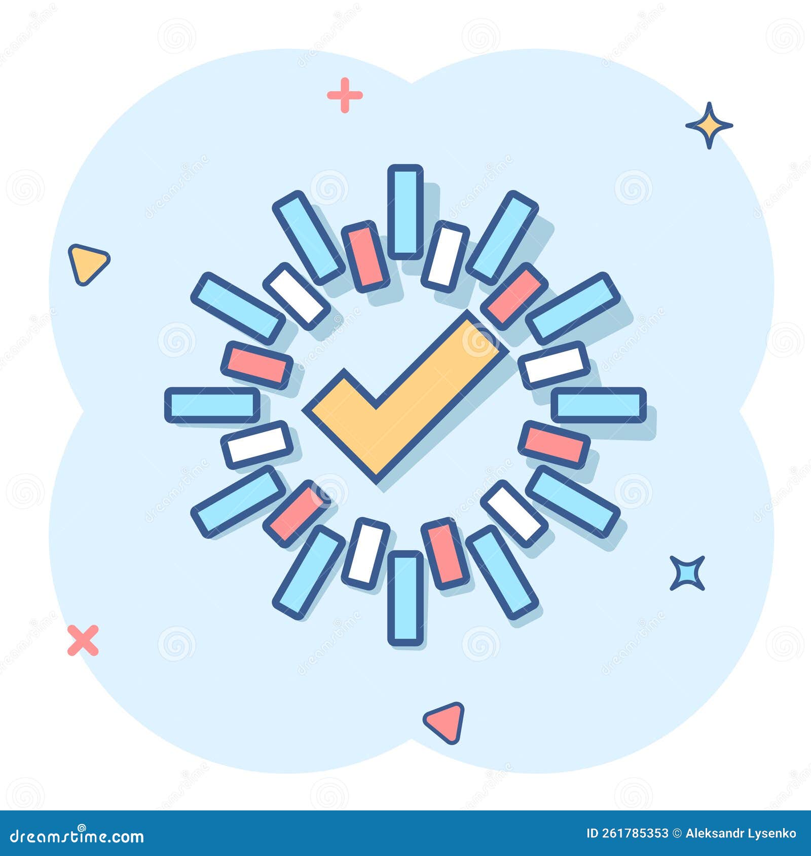 Check Mark Sign Icon in Comic Style. Confirm Button Cartoon Vector ...