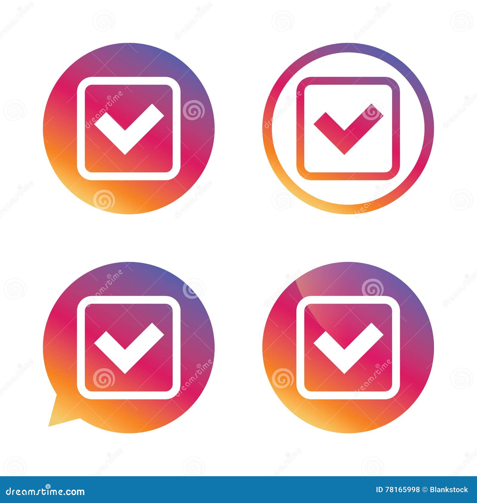 Check Mark Sign Icon. Yes Square Symbol Stock Vector - Illustration of ...