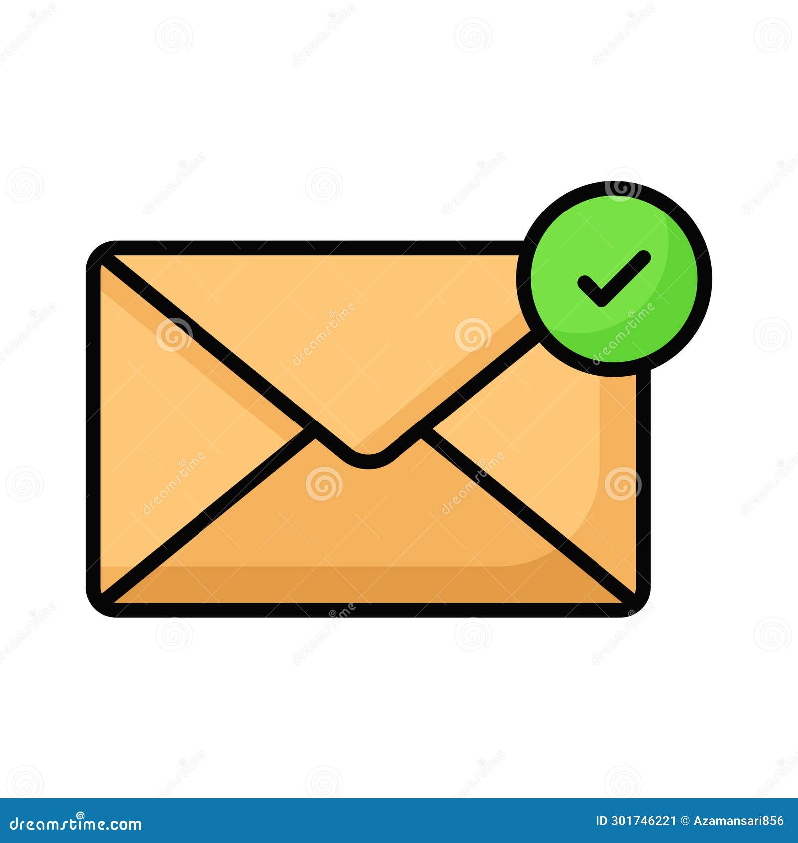 Check Mark Sign on Mail Concept Icon of Checked Mail, Ready To Use ...