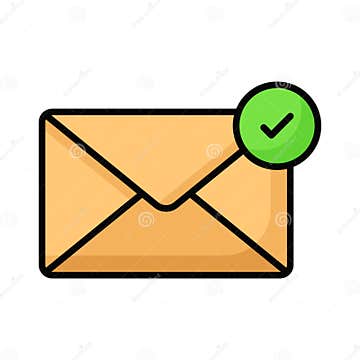 Check Mark Sign on Mail Concept Icon of Checked Mail, Ready To Use ...