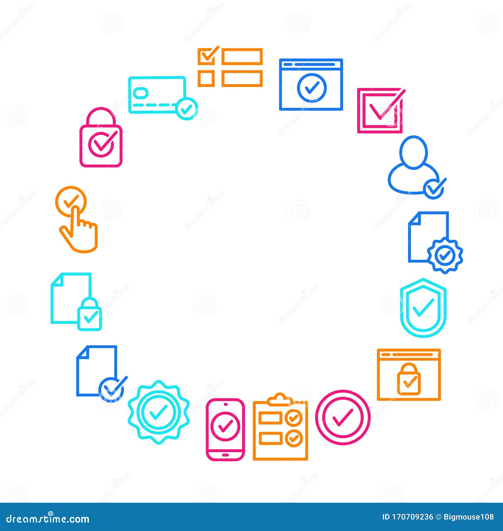 Check Mark Signs Thin Line Border or Frame. Vector Stock Vector ...