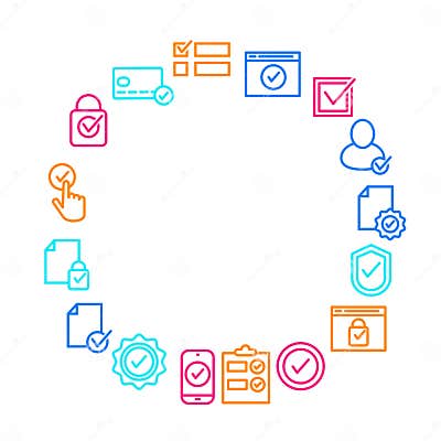 Check Mark Signs Thin Line Border or Frame. Vector Stock Vector ...